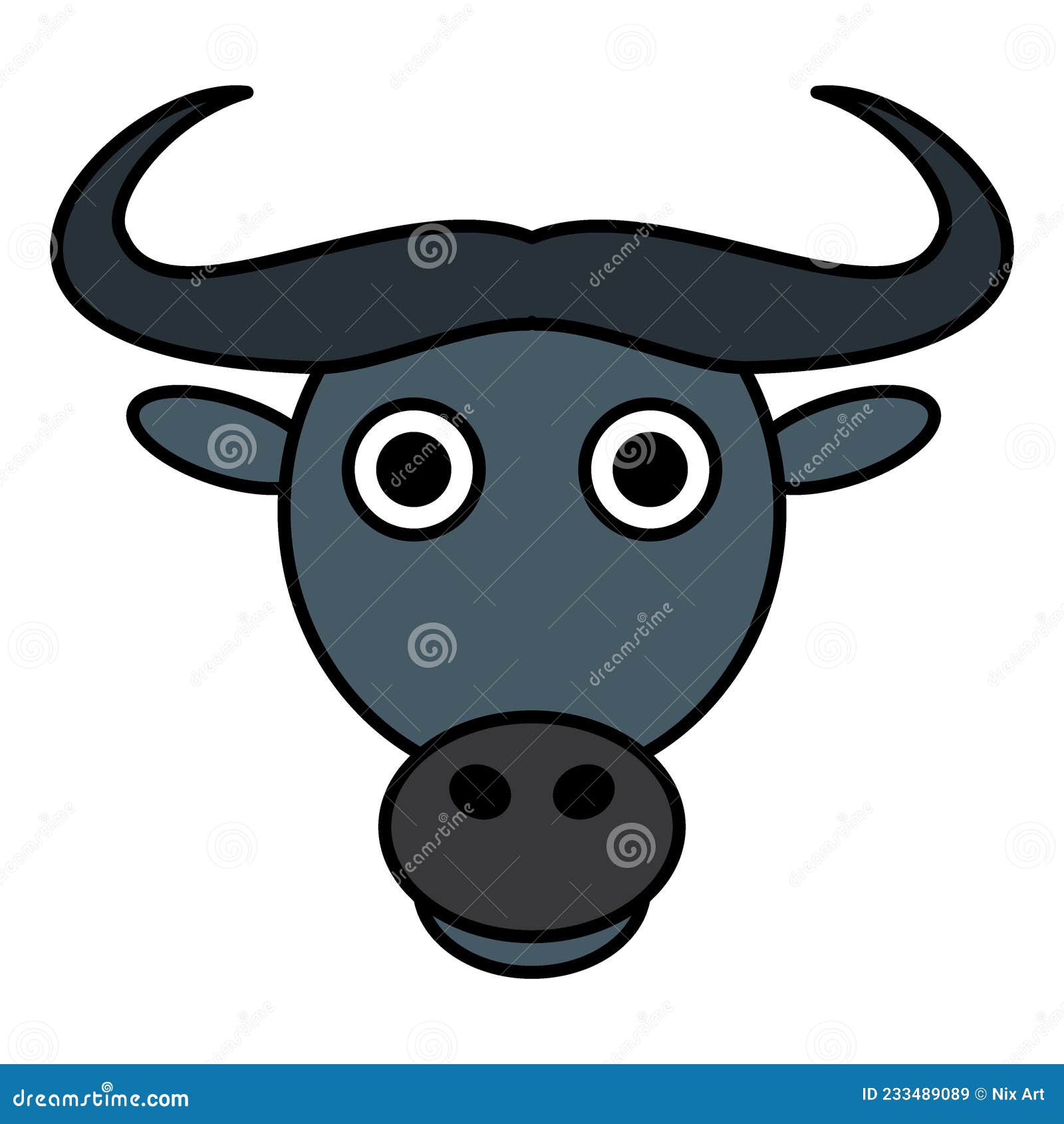 Cute Cartoon Buffalo Face.vector Illustration.vector Stock Vector ...