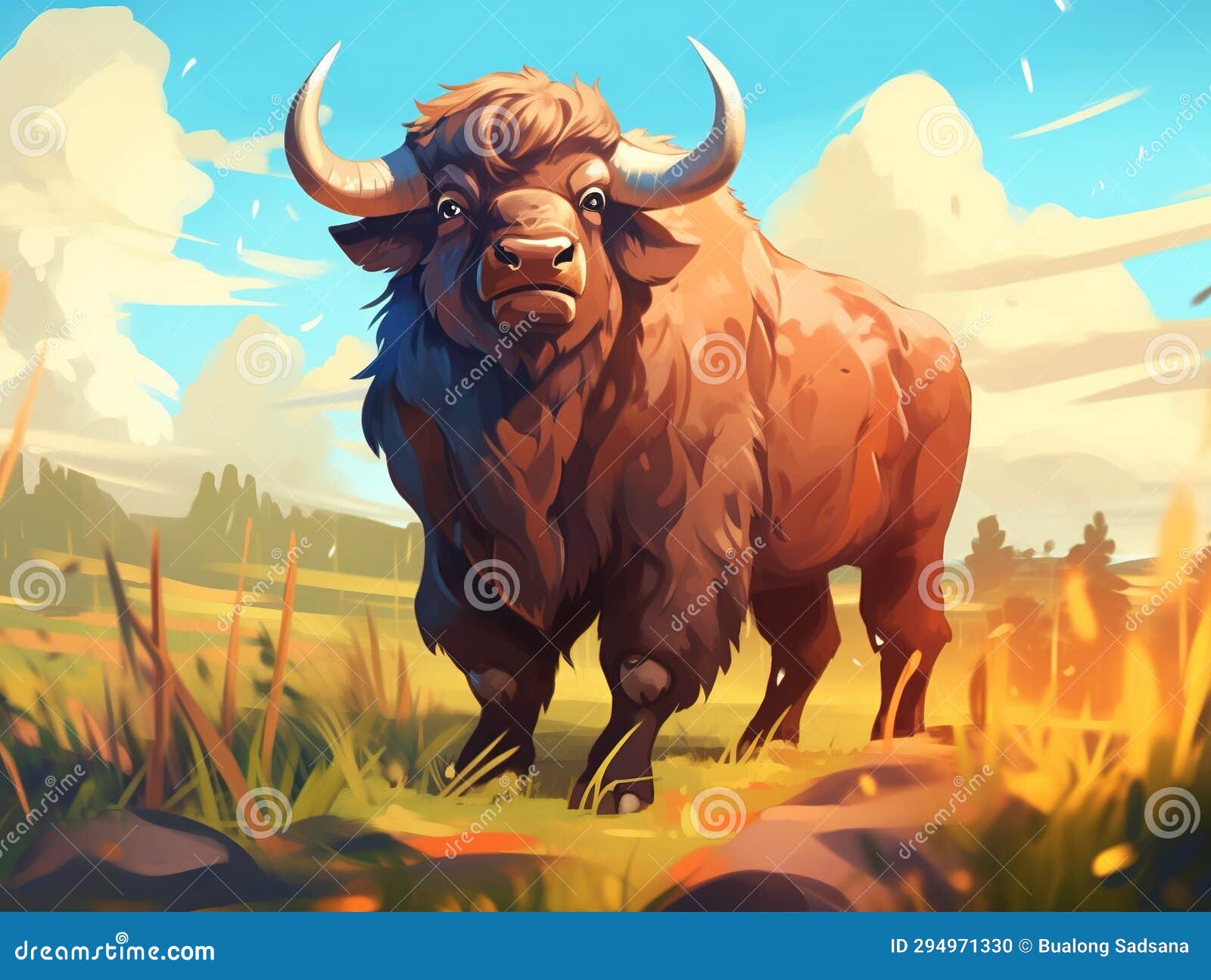 Cartoon Buffalo Isolated On White Background Vector Illustration ...
