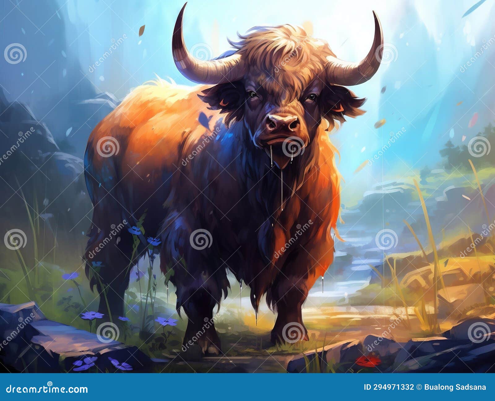 Cartoon Buffalo Isolated On White Background Vector Illustration ...