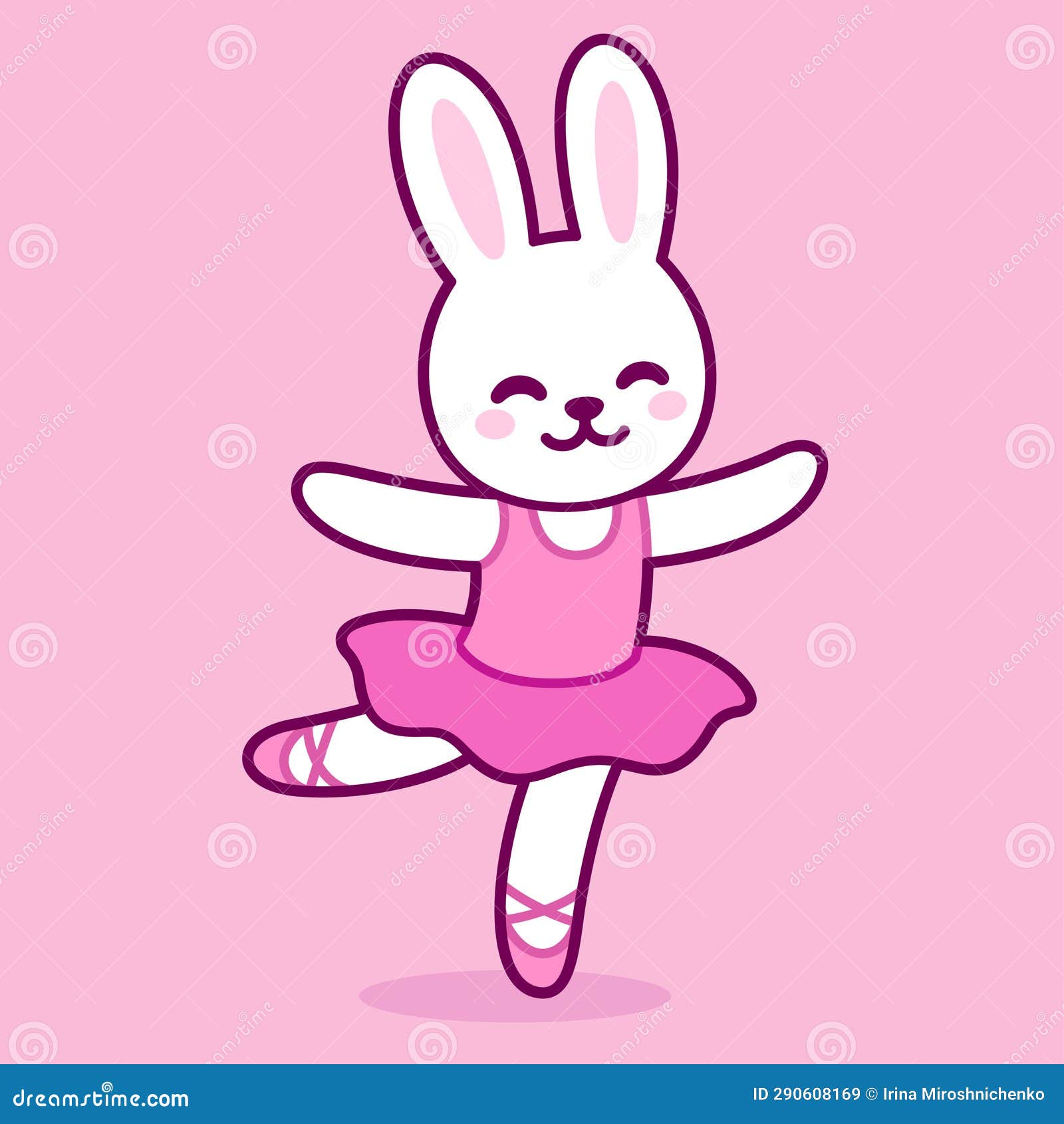 Cute Cartoon Bunny Ballerina Stock Vector - Illustration of dance, tutu ...