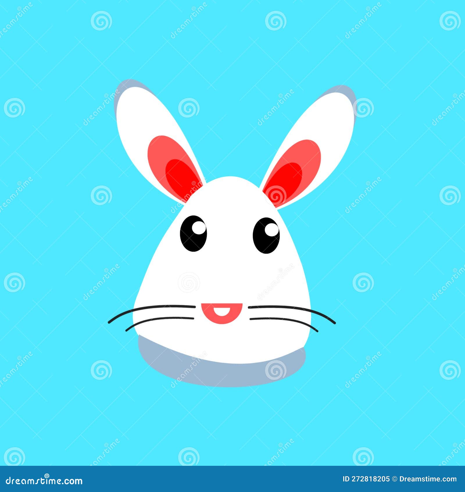 Cute Cartoon Bunny Face Isolated on Cyan Background Stock Illustration ...
