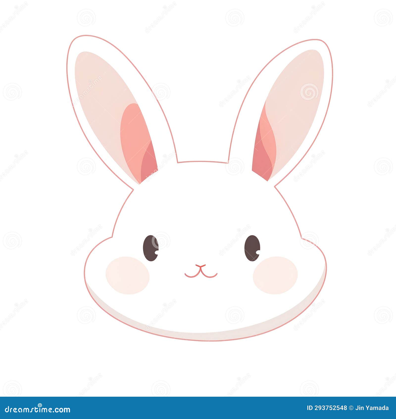 Cute Cartoon Bunny Face Isolated on White Background. Vector ...