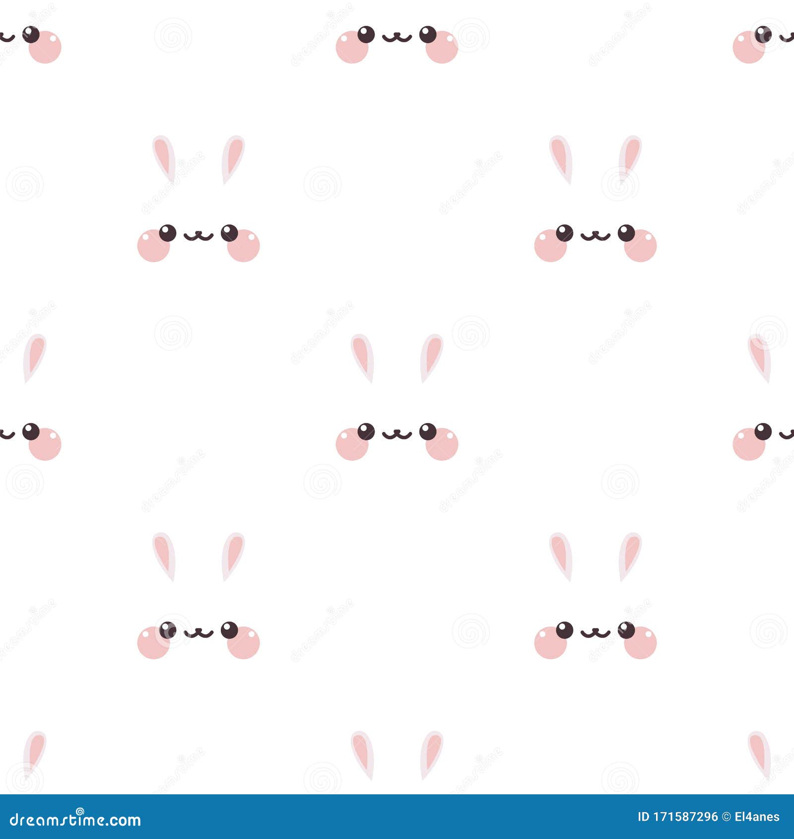 Cute Cartoon Bunny Face Pattern Stock Vector - Illustration of flat ...