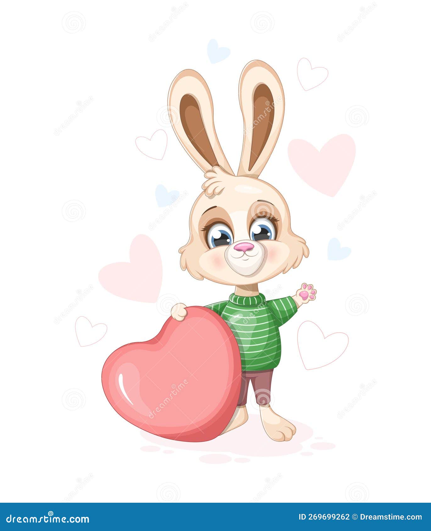 Cute and Cartoon Bunny with a Big Heart Stock Illustration ...