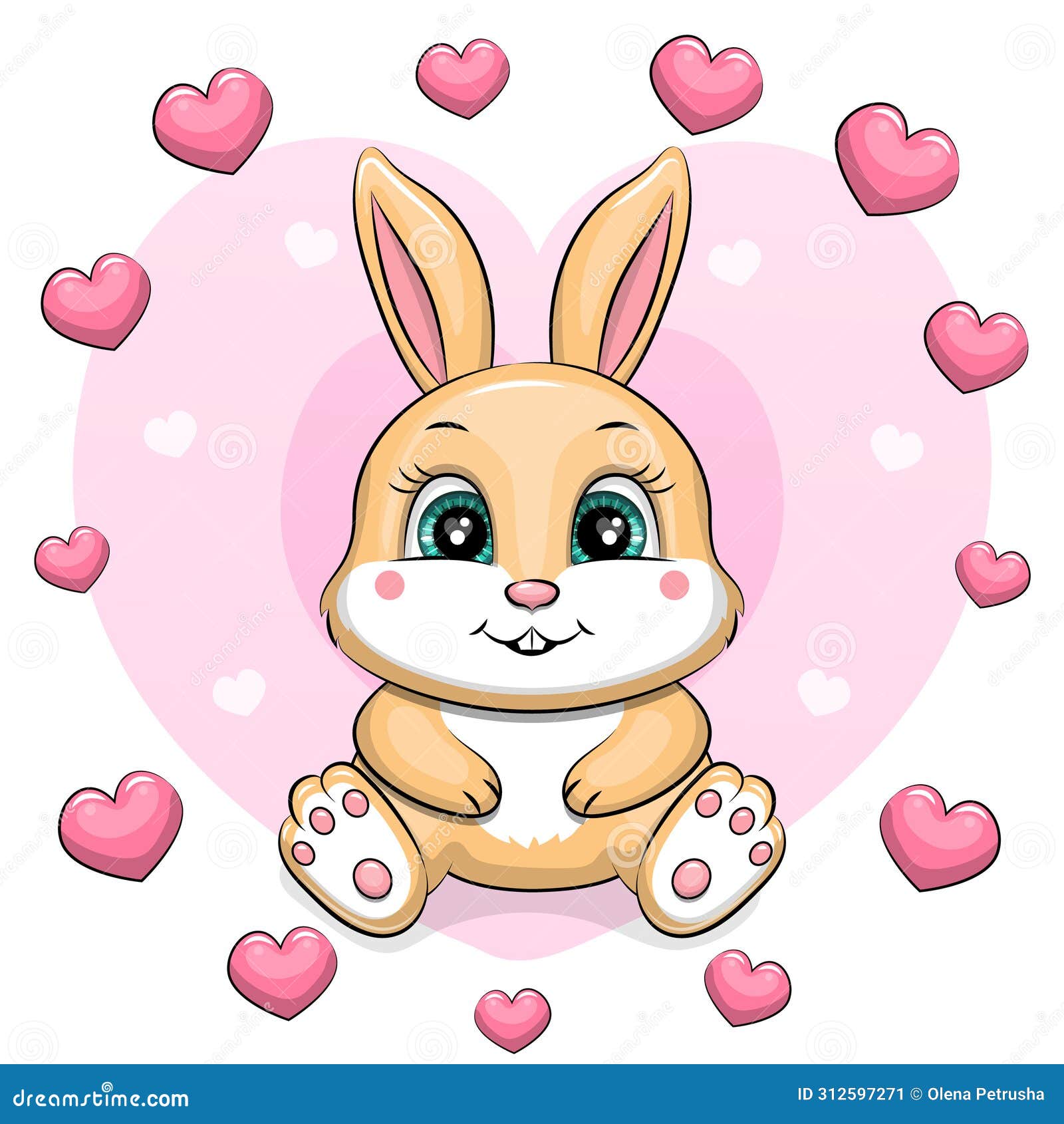 Cute Cartoon Bunny In A Heart Frame Stock Vector Illustration Of