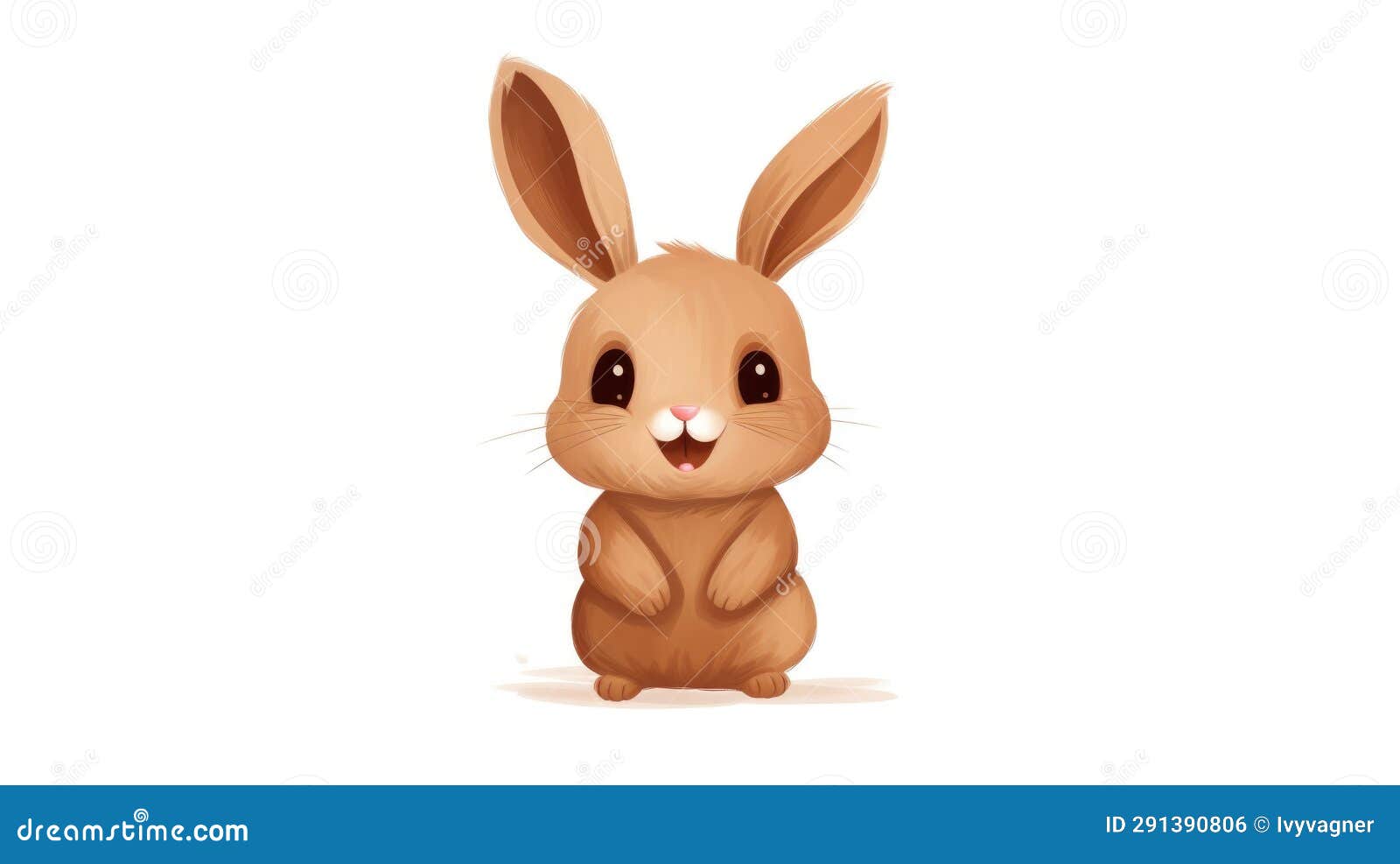 Cute Cartoon Bunny Isolated on a White Background Stock Illustration ...