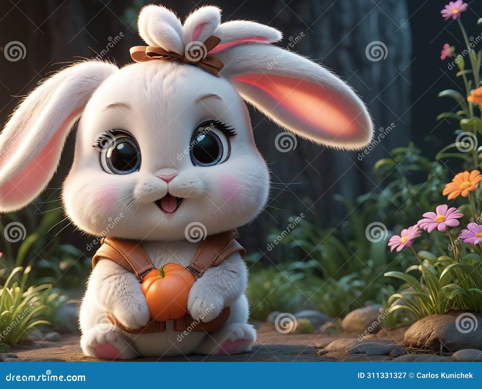 Cute Cartoon Bunny Kawaii Style - Generated by Ai Stock Illustration ...