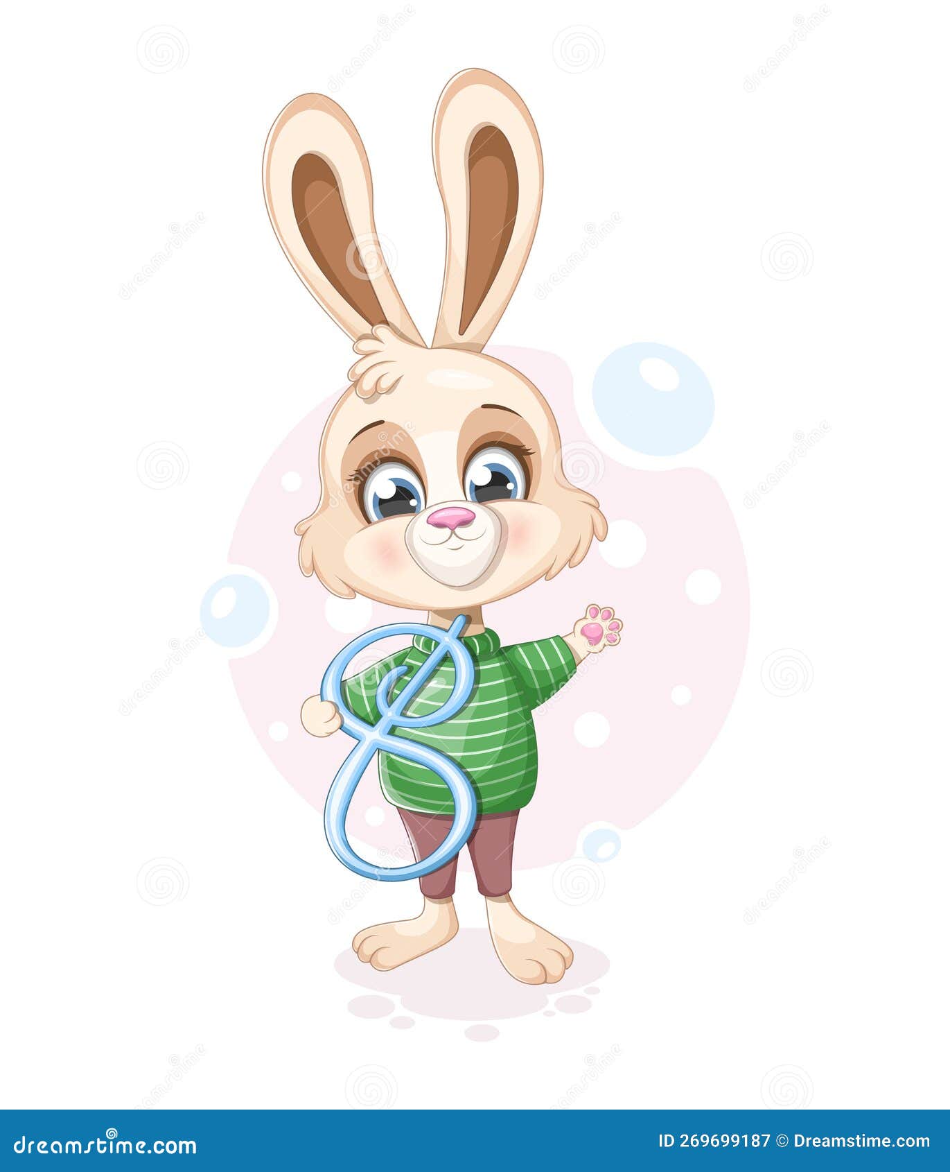 Cute Cartoon Bunny with Number 8 Stock Illustration - Illustration of ...