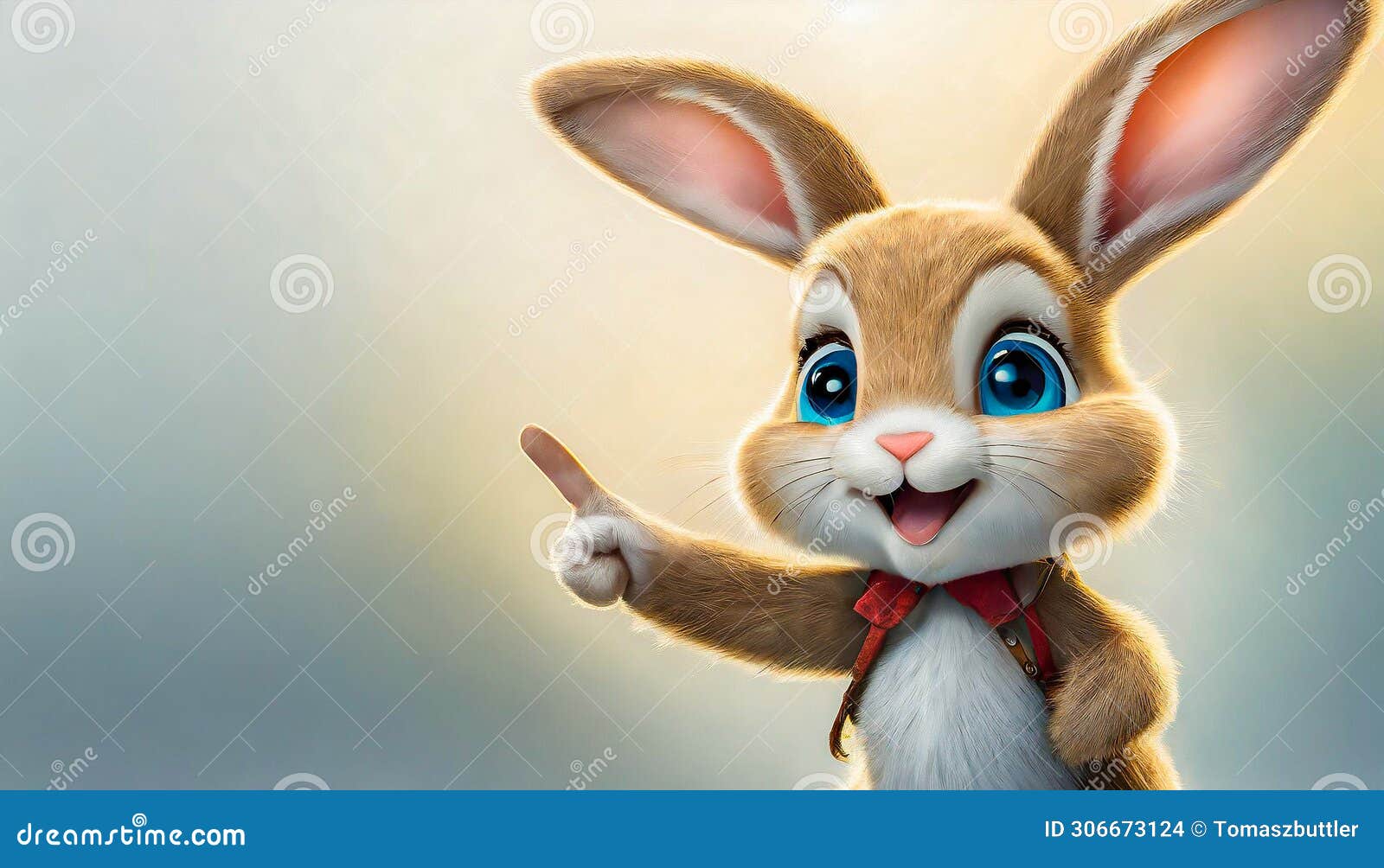 Cute Cartoon Bunny Points at an Empty Space Stock Illustration ...