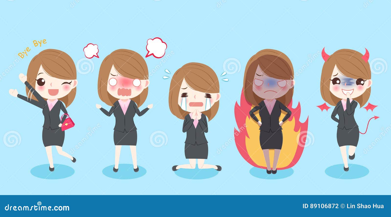 Cute Cartoon Business Woman Stock Vector - Illustration of graph ...