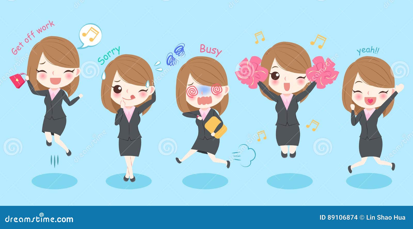 Cute Cartoon Business Woman Stock Vector - Illustration of graph, boss ...