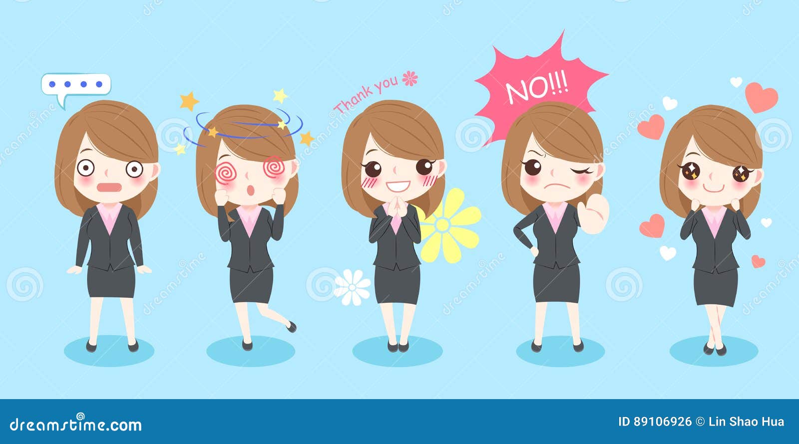 Cute Cartoon Business Woman Stock Vector - Illustration of caricature ...