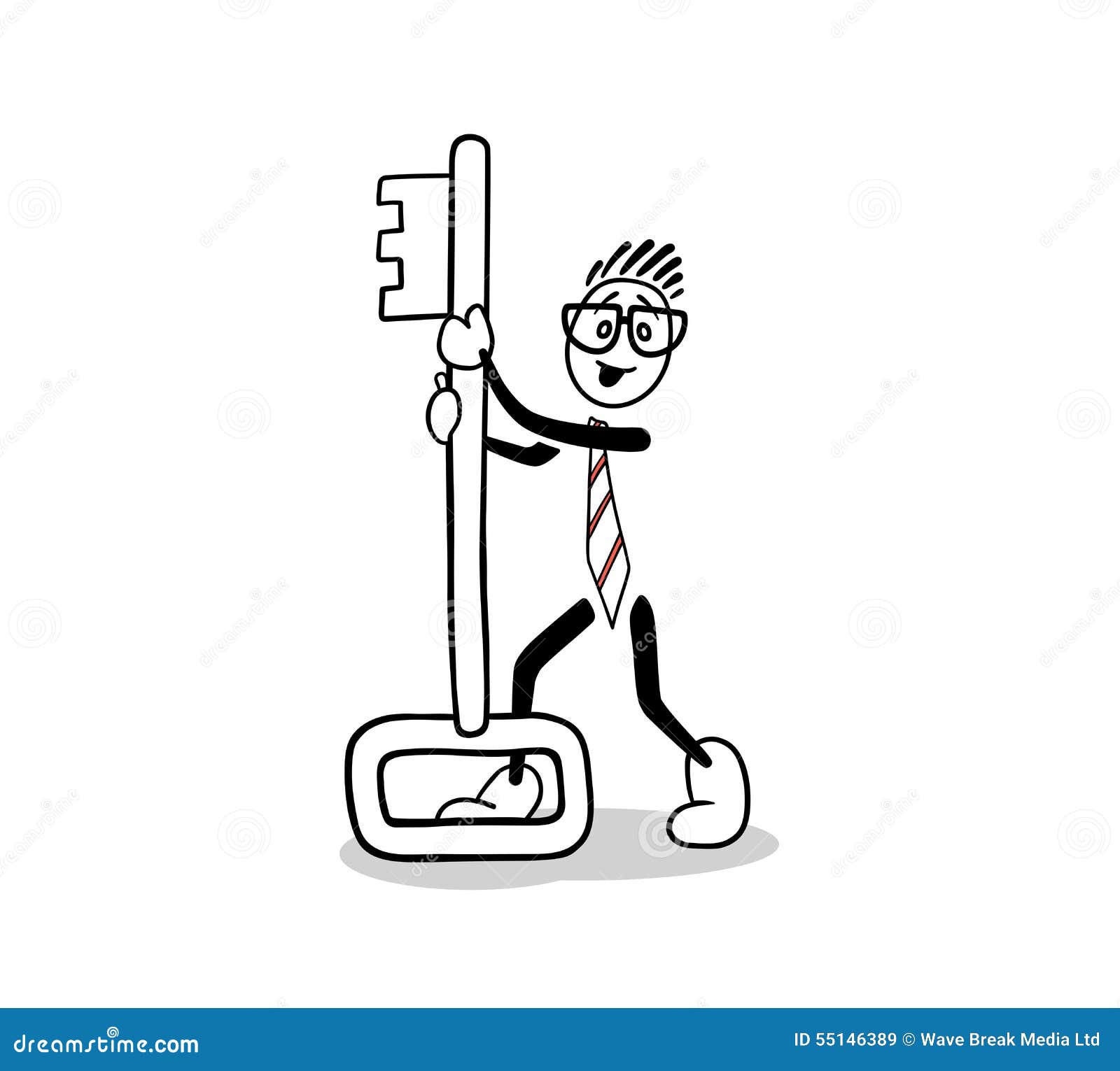 Cute Cartoon Businessman Holding a Key Stock Vector - Illustration of ...