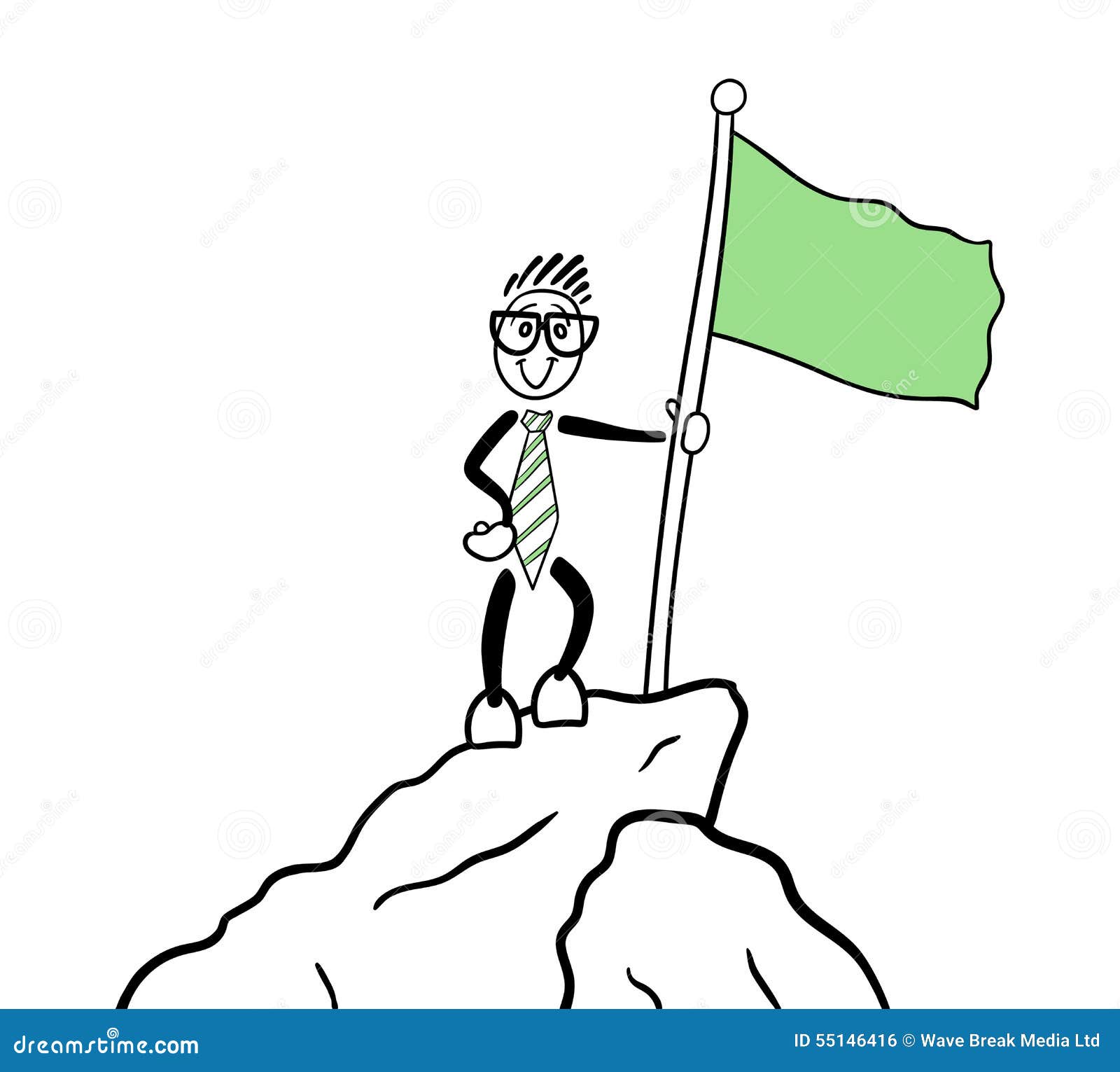 Cute Cartoon Businessman Reaching the Summit Stock Vector ...