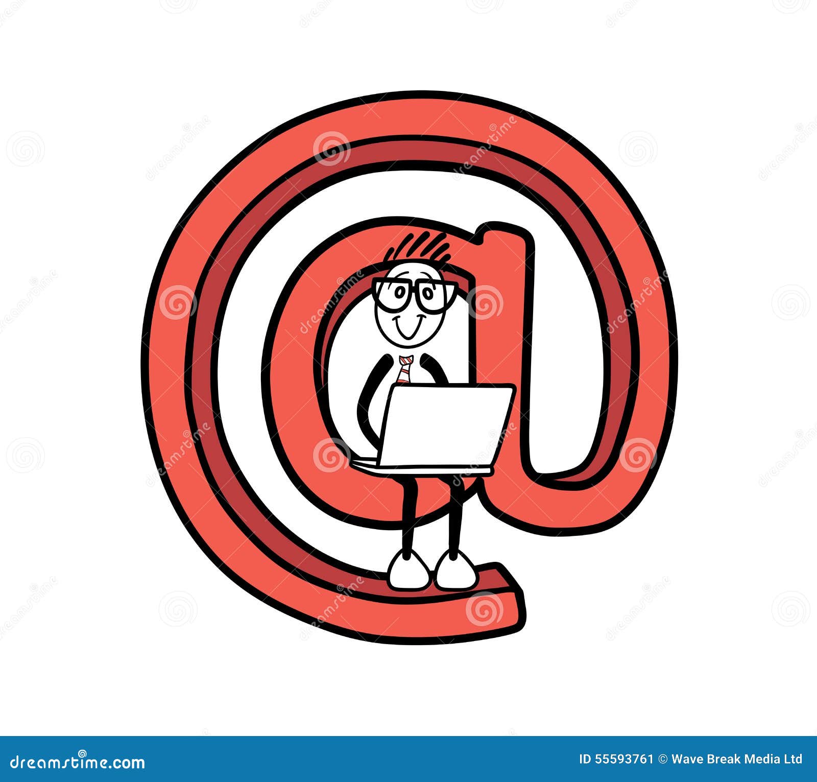 Cute Cartoon Businessman Sending an Email Stock Vector - Illustration ...