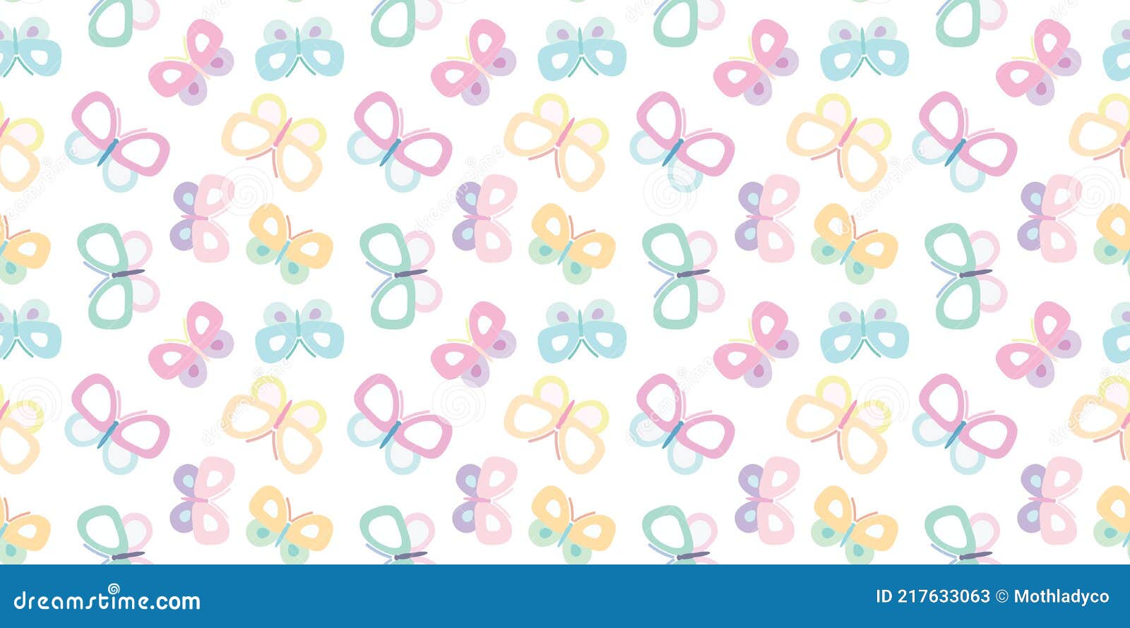 Cute Cartoon Butterflies Seamless Repeat Pattern Vector Background ...