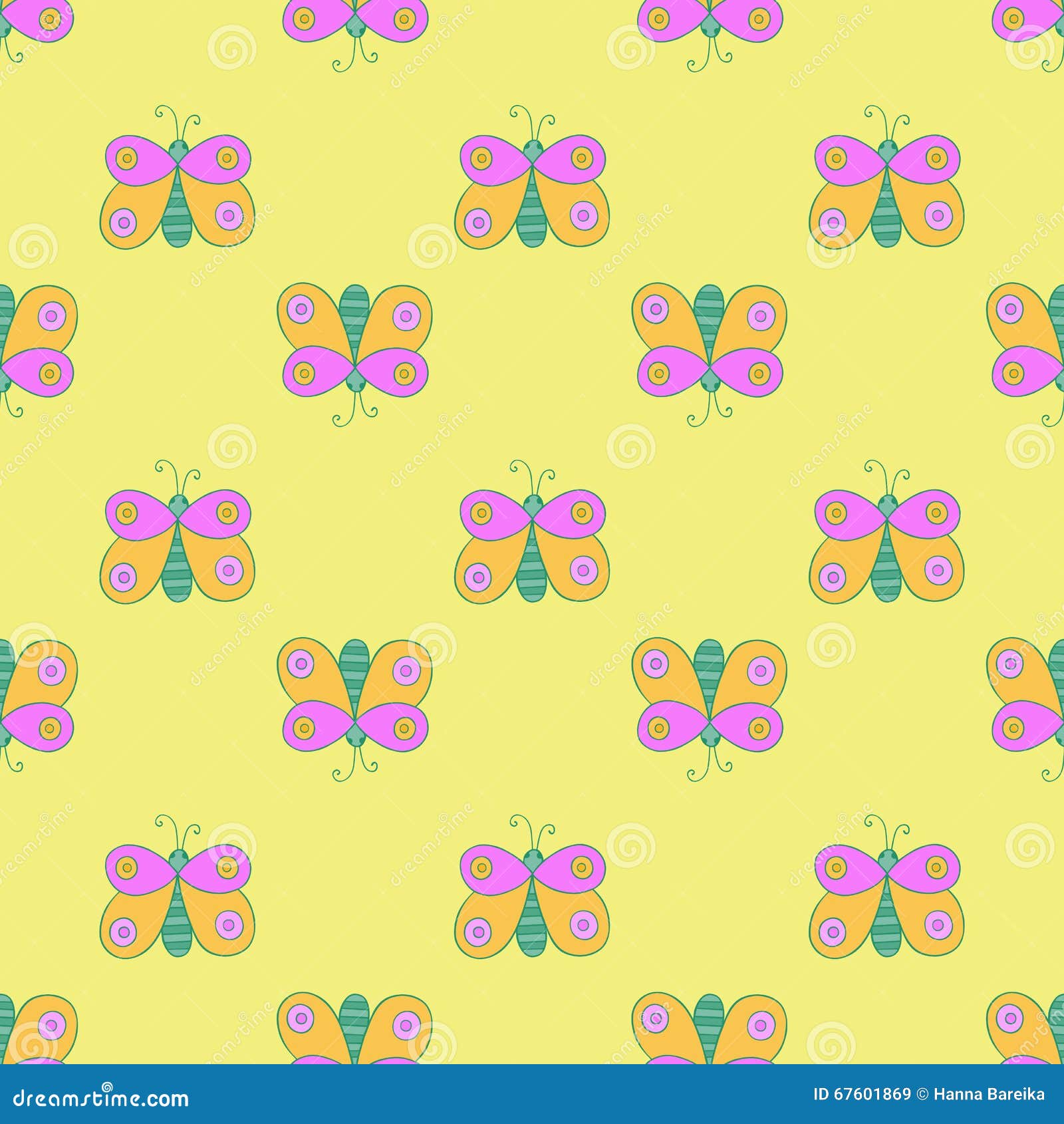 Cute Cartoon Butterflies. Vector Seamless Pattern. Stock Vector ...