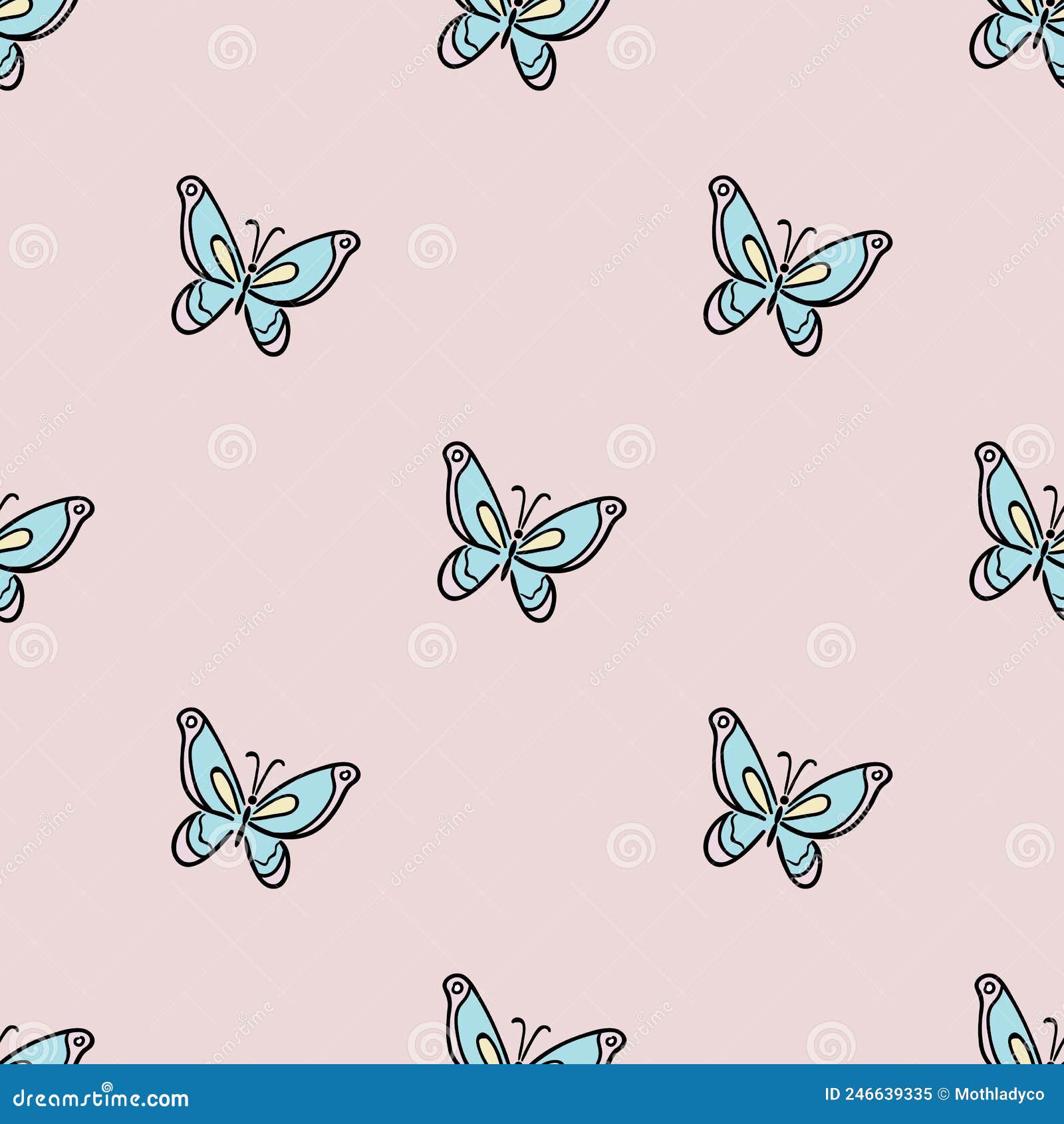 Cute Cartoon Butterfly Pattern, Seamless Vector Tile Stock Illustration ...