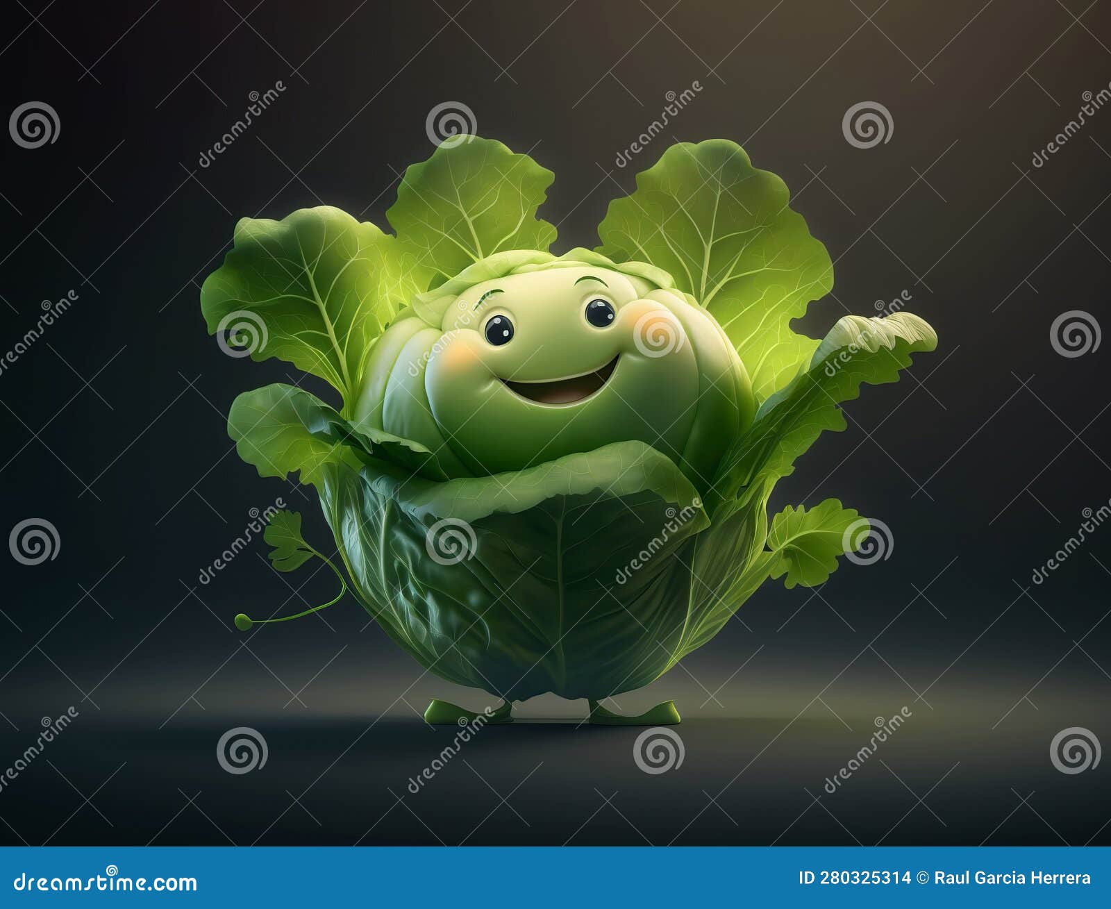 Cute Cartoon Cabbage Character. Generative Ai Stock Illustration ...