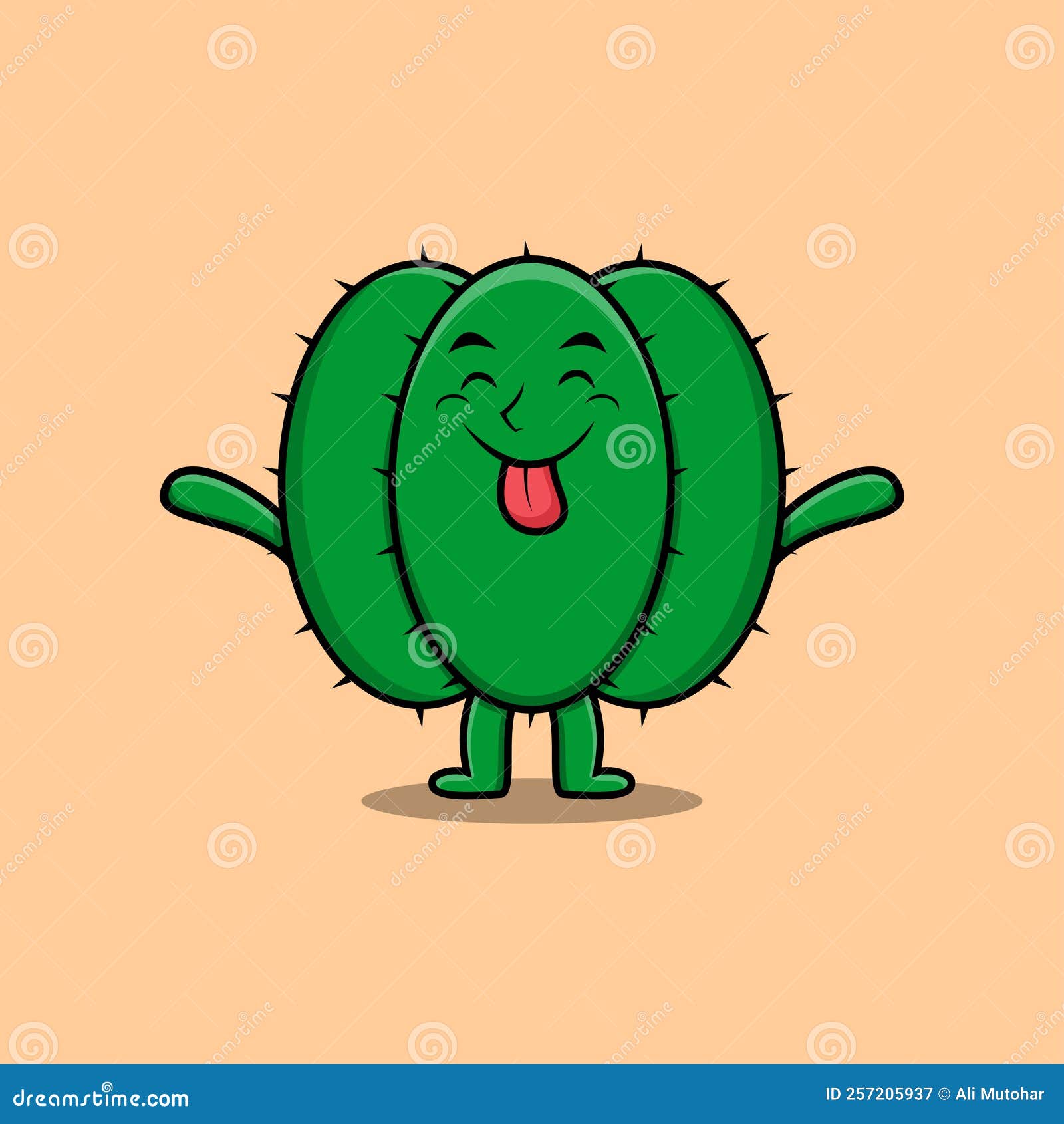 Cute Cartoon Cactus with Flashy Expression Stock Vector - Illustration ...