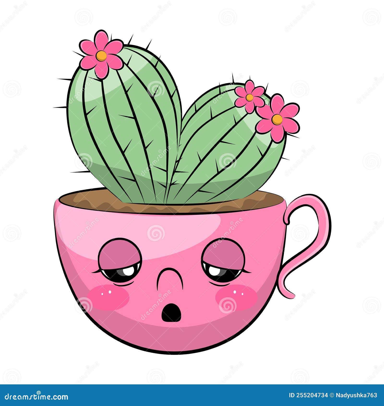 Cute Cartoon Cactus Illustration. Home Plants. Vector. Stock Vector ...