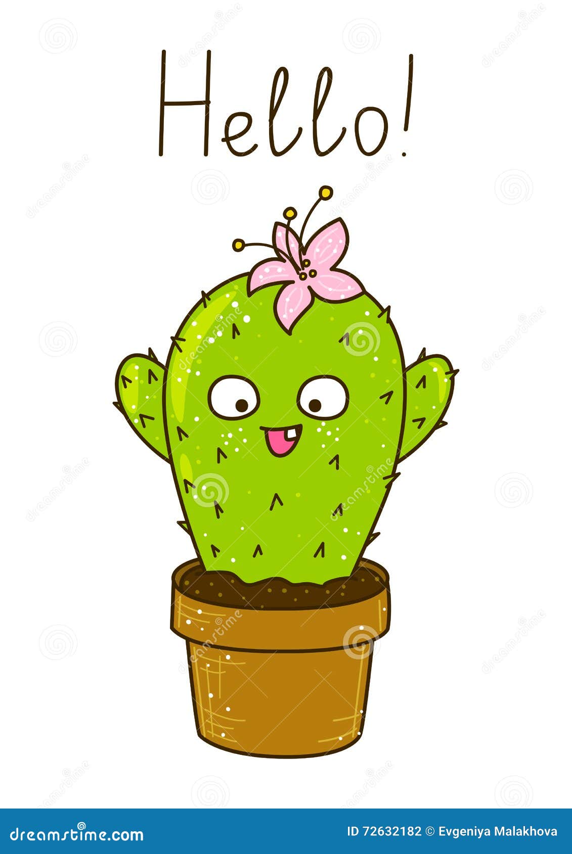 Cute cartoon cactus stock vector. Illustration of cactus - 72632182