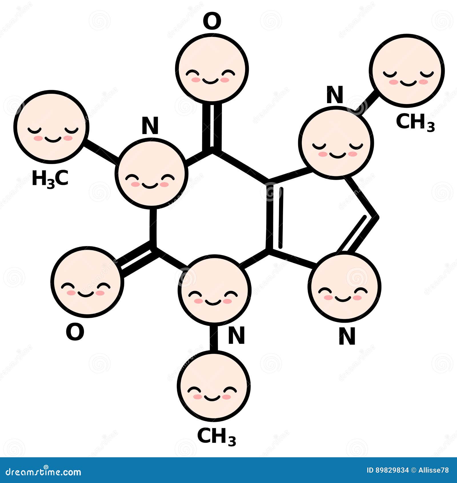 Caffeine. Structure Of A Molecule. Cartoon Vector | CartoonDealer.com ... Caffeine. Structure Of A Molecule. Cartoon Vector | CartoonDealer.com ...