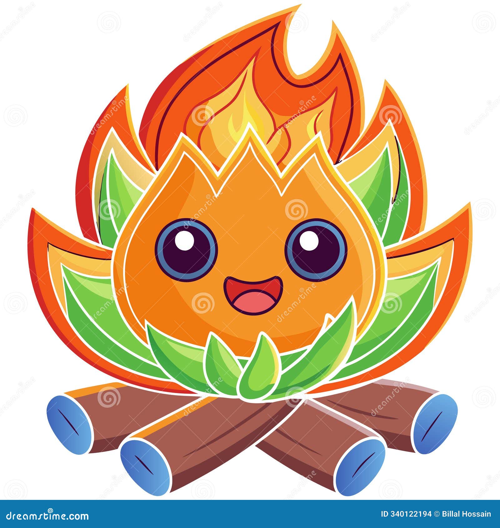 Cute Cartoon Campfire Character Vector for Kids Projects and Designs ...