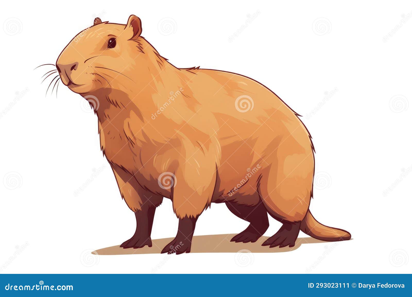 Cute Cartoon Capybara in Flat Style on White Stock Illustration ...
