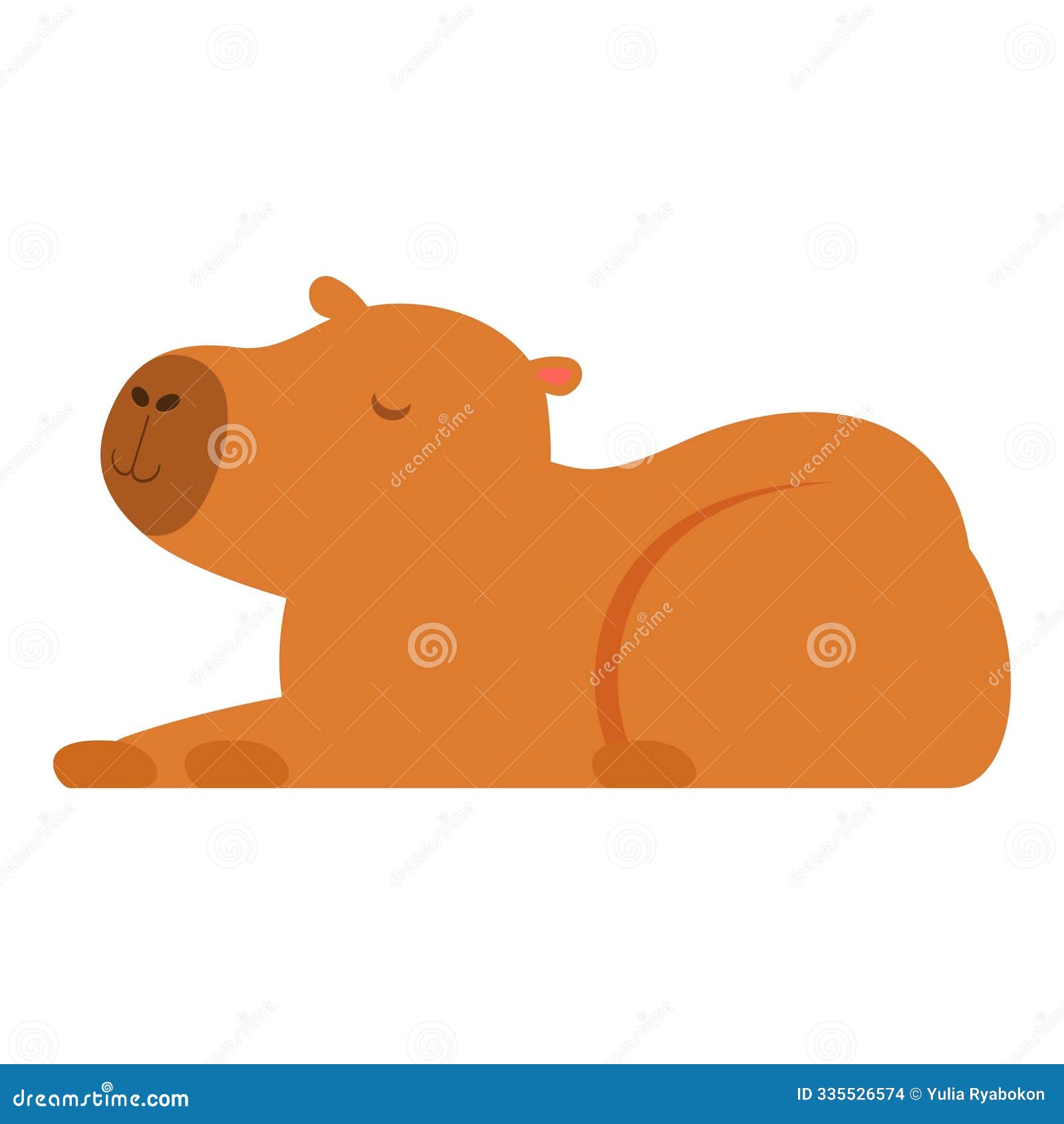 Cute Cartoon Capybara Lying Down Relaxing Vector Illustration ...