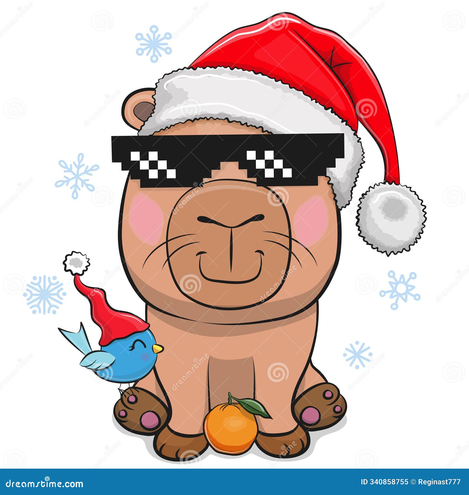 Cute Cartoon Capybara in Santa Hat Stock Vector - Illustration of ...