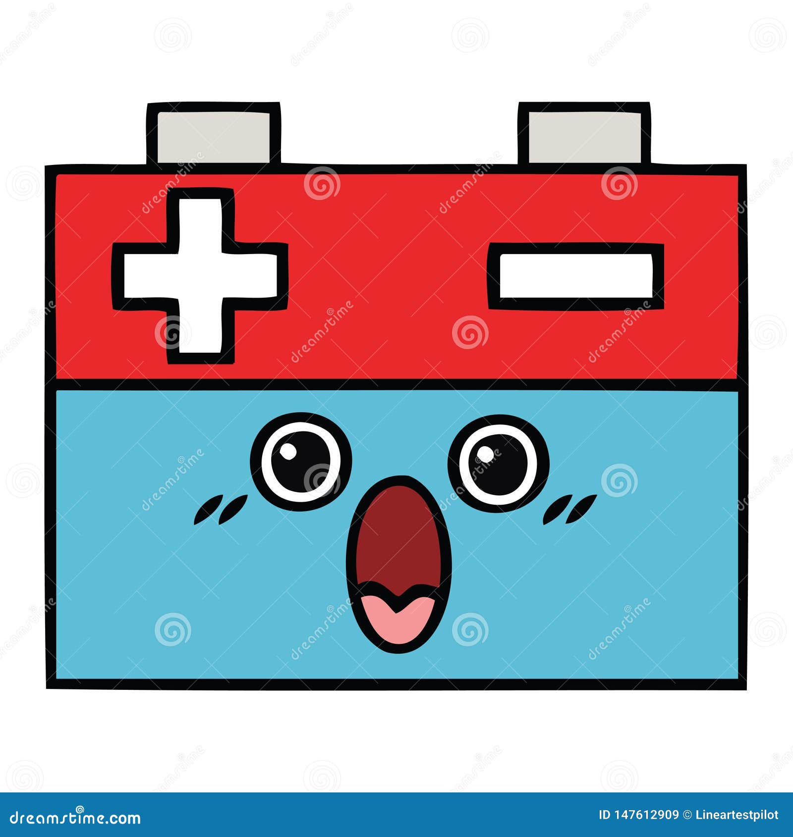 Cute cartoon car battery stock vector. Illustration of drawing - 147612909