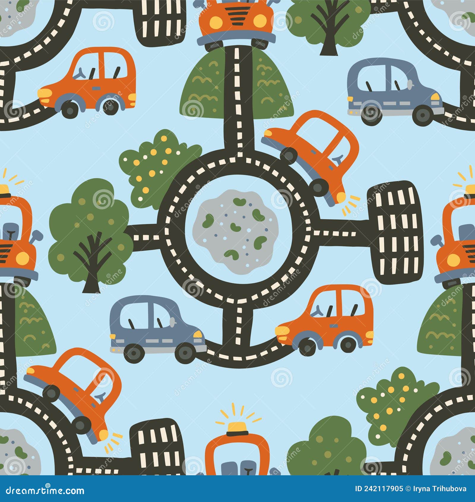 Cute Cartoon Car Seamless Pattern. Stock Vector - Illustration of ...