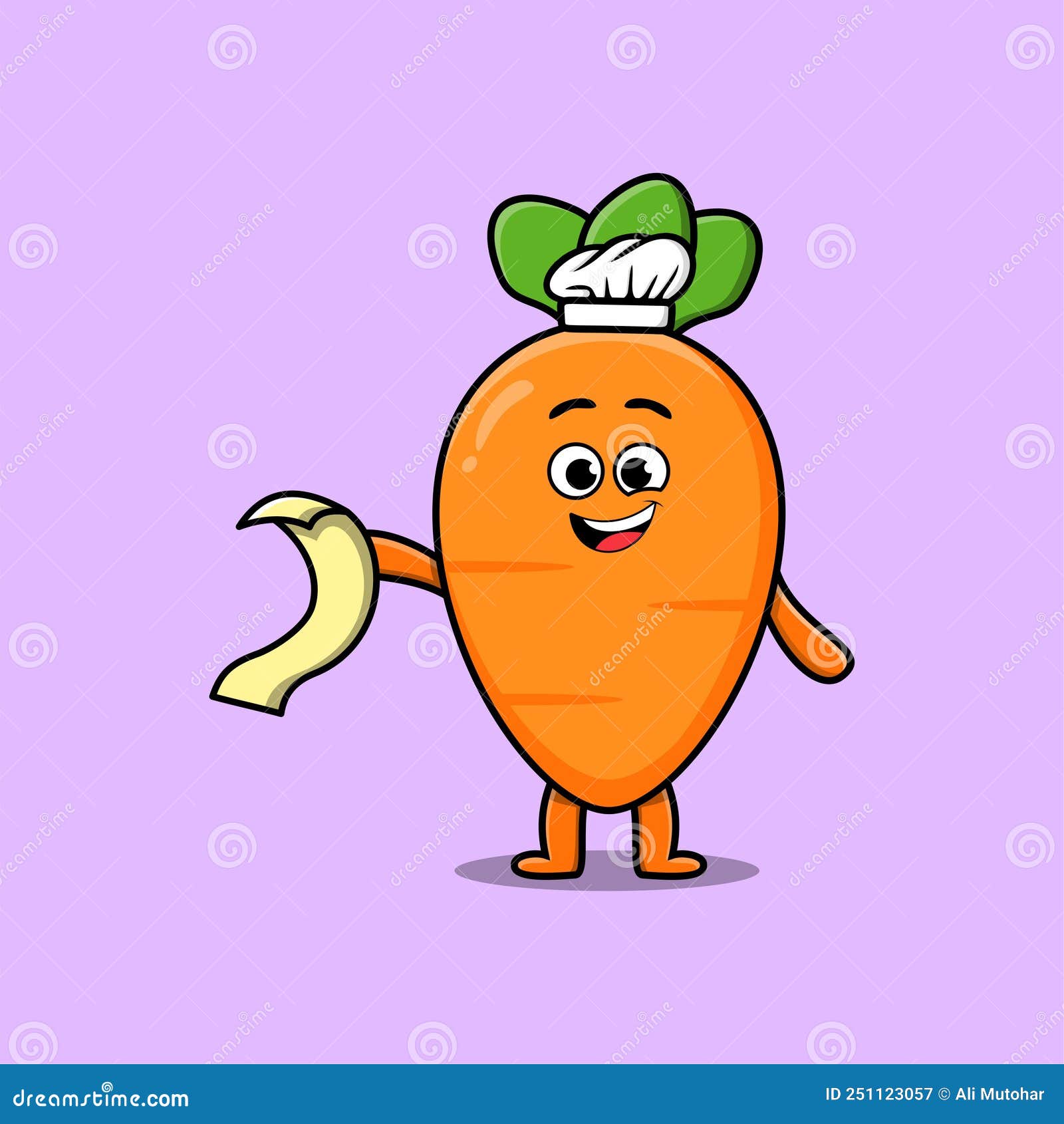 Cute Cartoon Carrot Chef Character with Menu Stock Vector ...