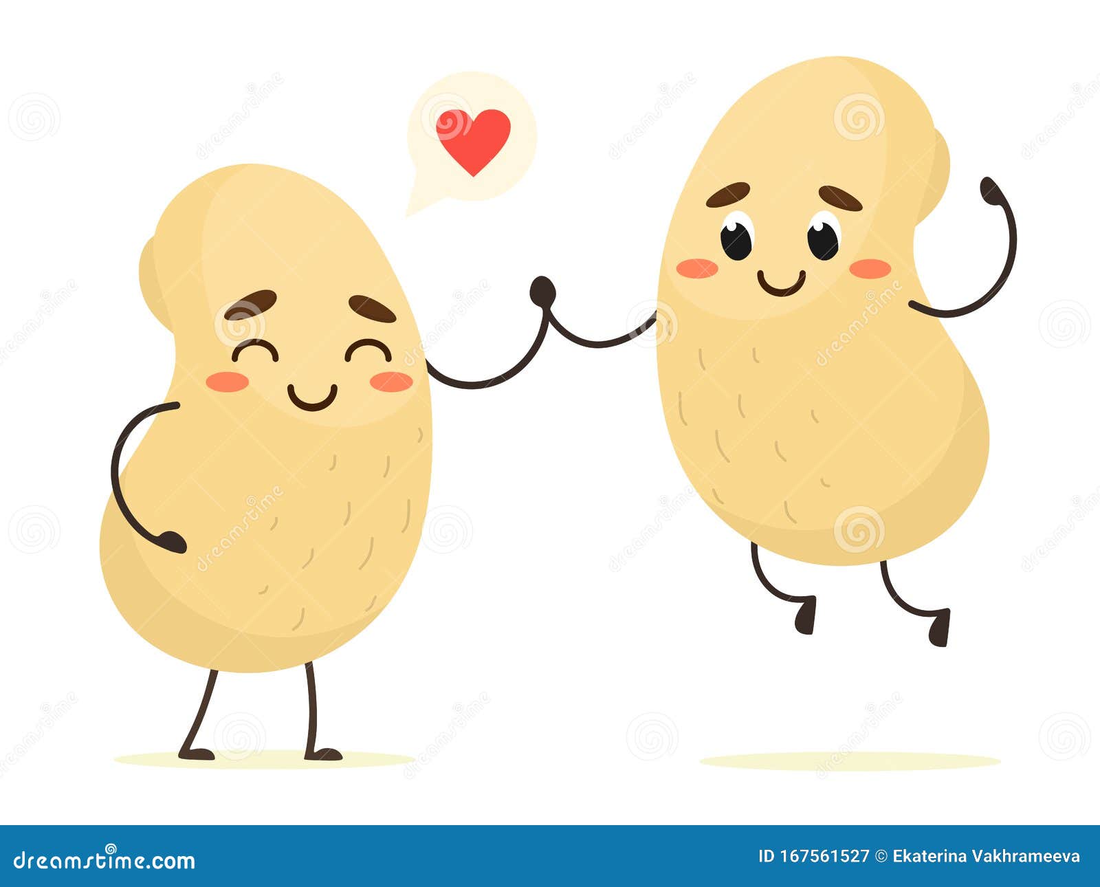 Cute Cartoon Cashew Nuts. Vector Nuts Isolate in Cartoon Flat Style ...