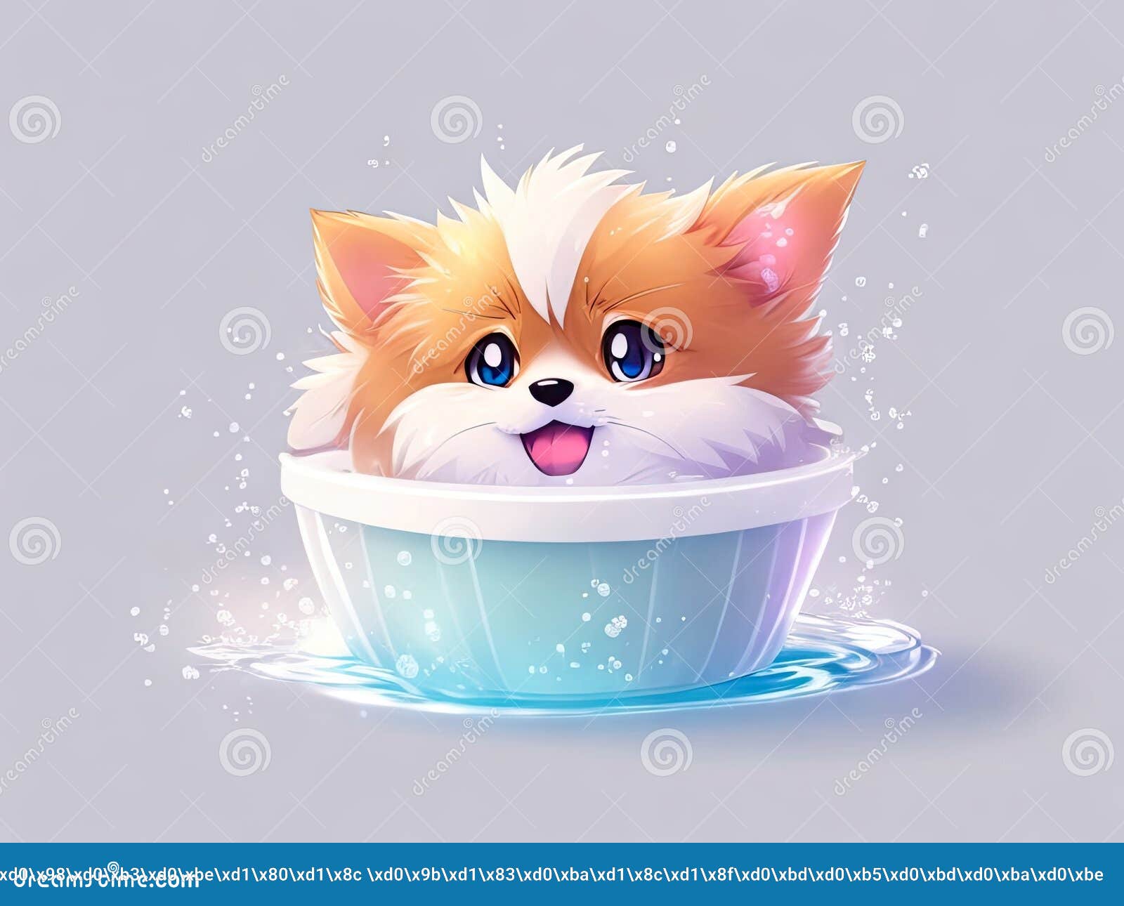Cute Cartoon Cat in Bubble Bath. Ai Generative Stock Illustration ...