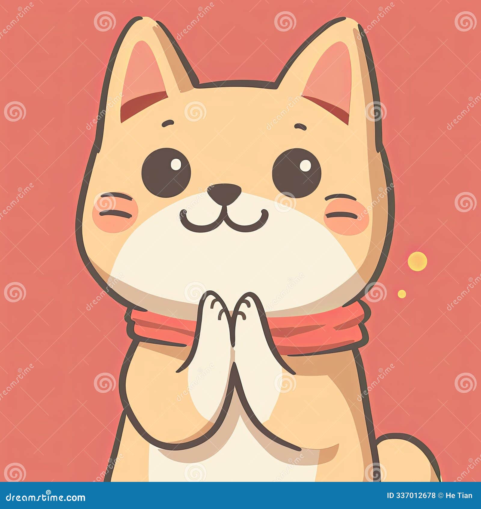 A Cute Cartoon Cat Clapping Hands in Minimal Flat Style Stock ...