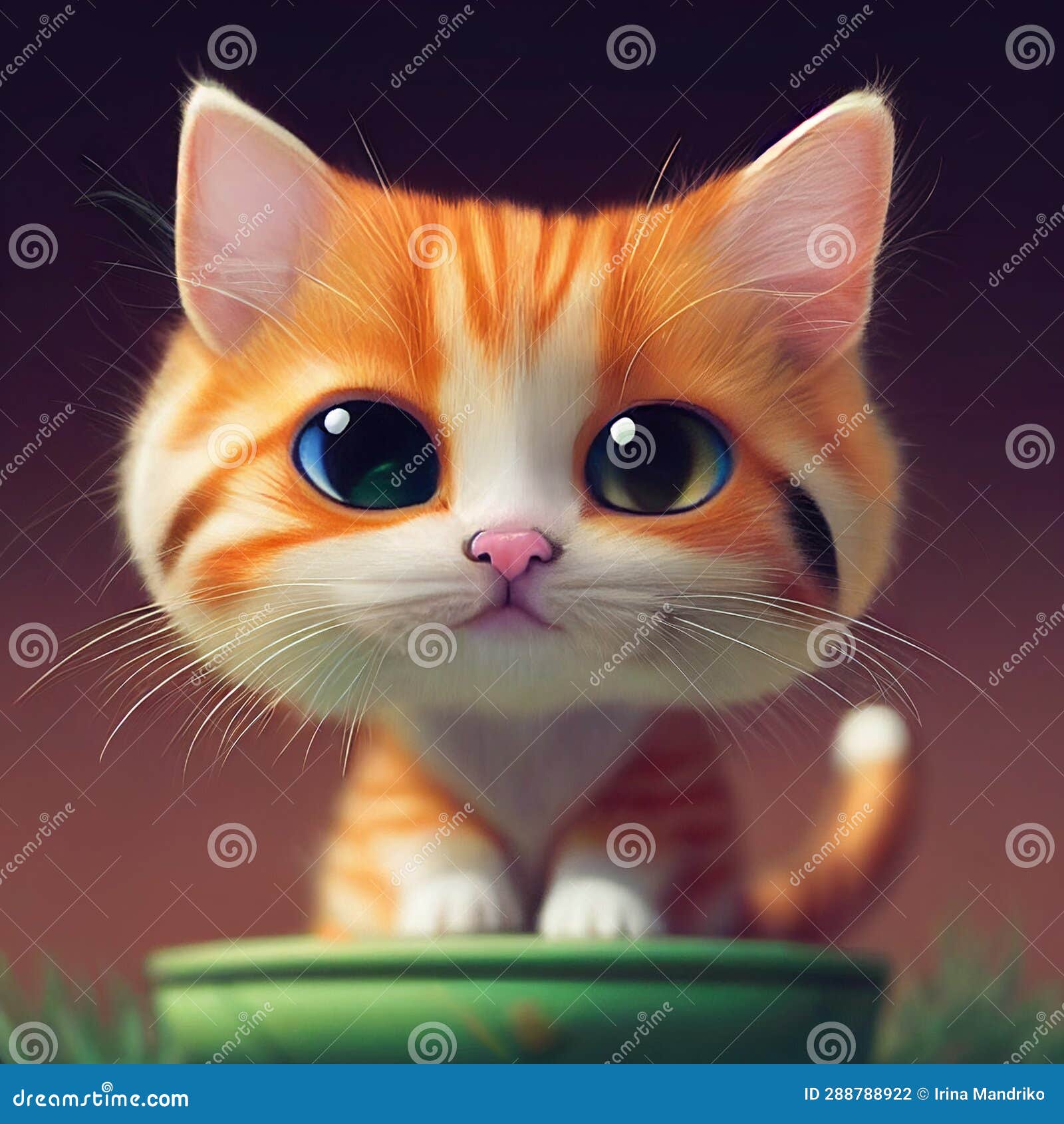 Cute Cartoon Cat. Generated AI Stock Illustration - Illustration of ...