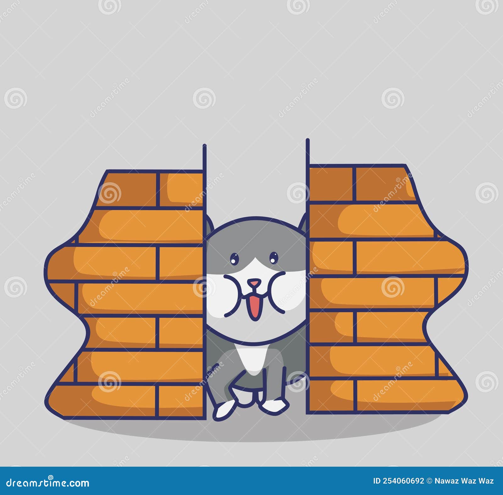 Cute Cartoon Cat Hide. Animal Cartoon Flat Style Icon Premium Vector ...