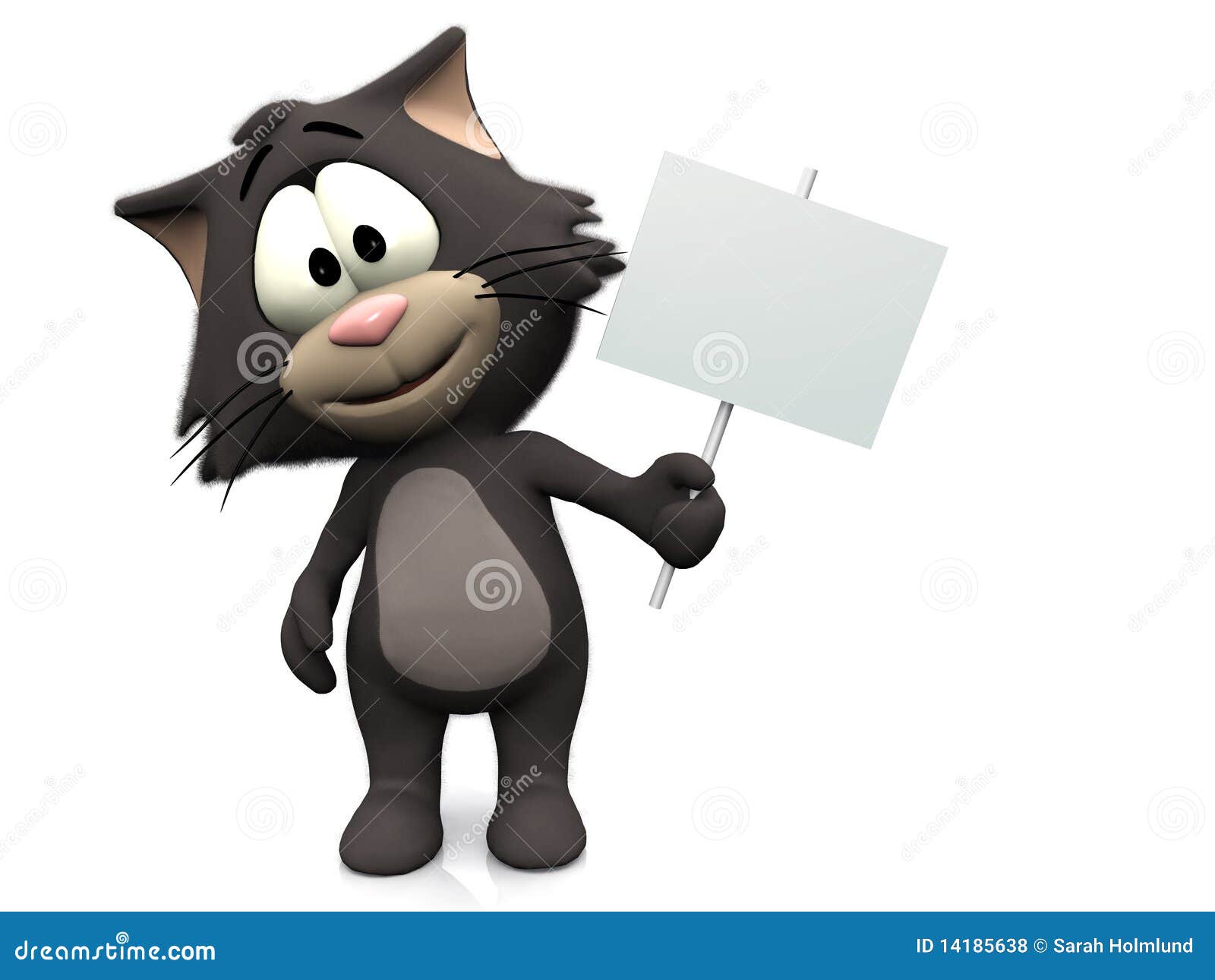 Cute Cartoon Cat Holding Blank Sign. Stock Photo | CartoonDealer.com ...