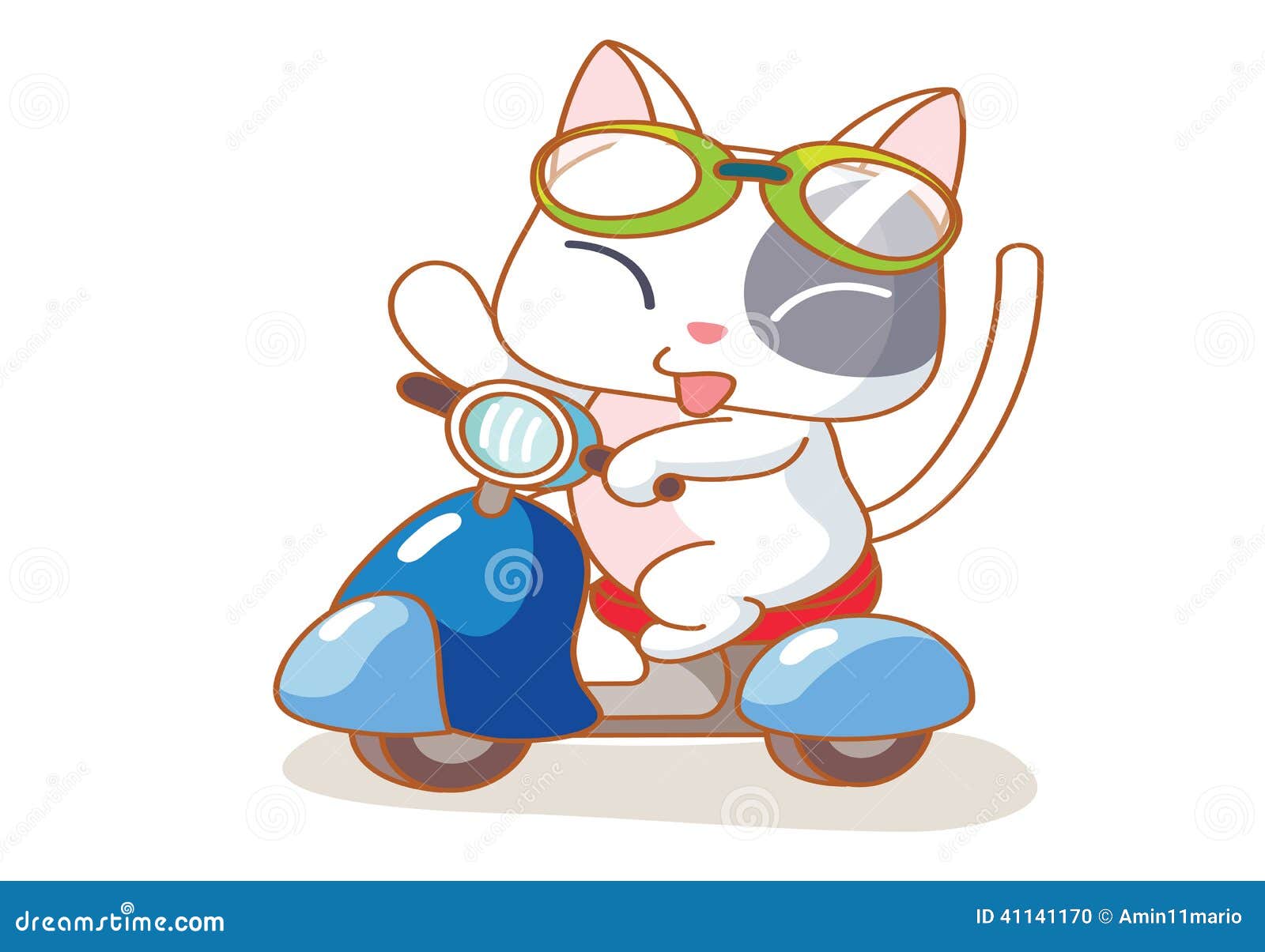 Cute Cartoon Cat on a Motorcycle Stock Illustration - Illustration of ...