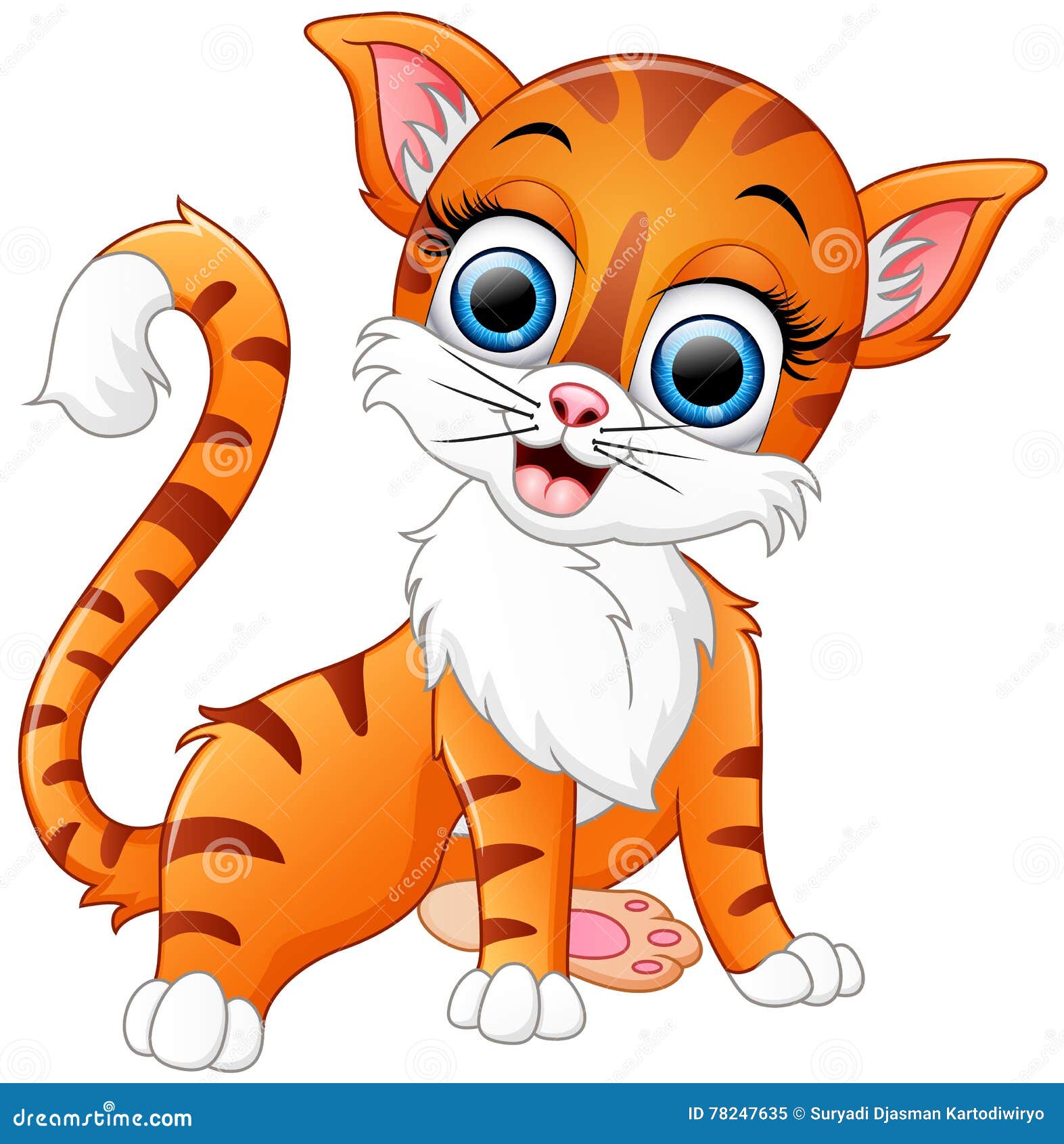 Cute cartoon cat standing stock vector. Illustration of hairy - 78247635