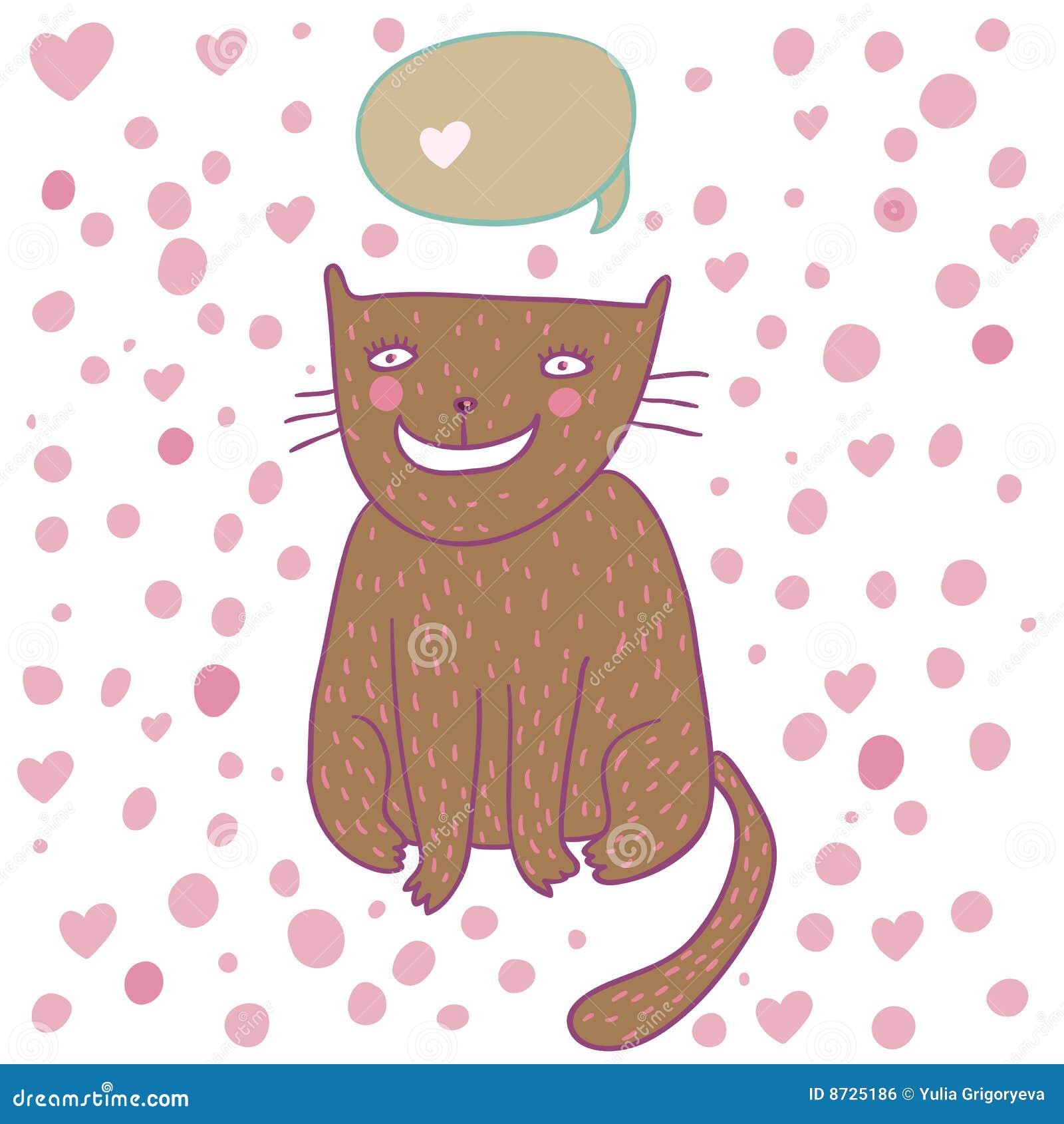 Cute Cartoon Cat Thinking - in Vector Stock Vector - Illustration of ...