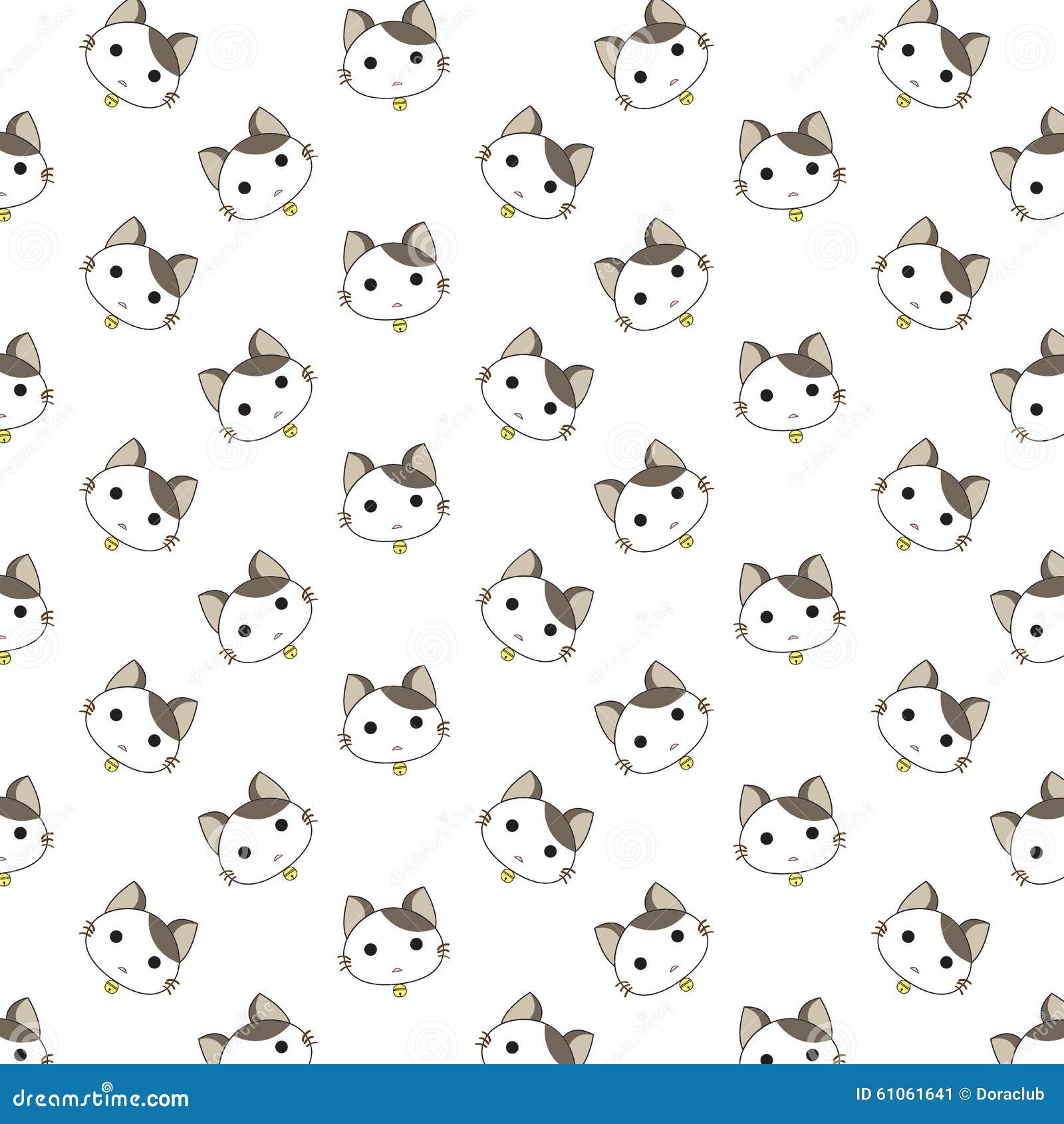 Cute Cartoon Cats Pattern. stock vector. Illustration of cute - 61061641