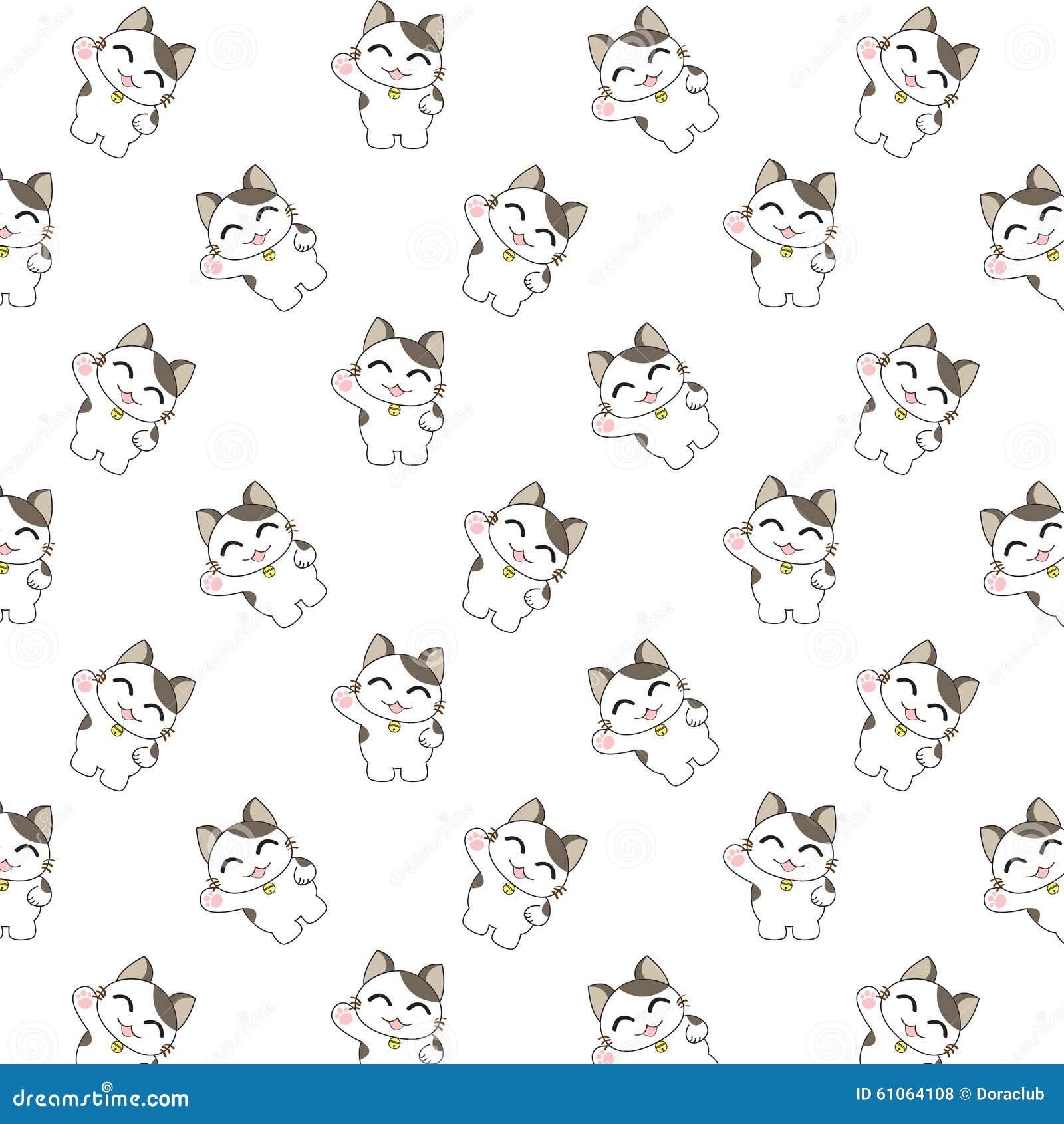 Cute Cartoon Cats Pattern. stock vector. Illustration of design - 61064108