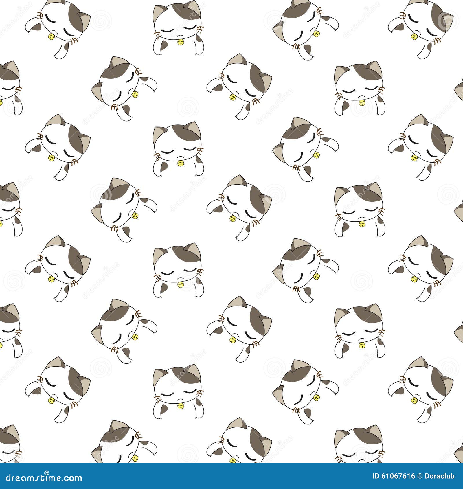 Cute Cartoon Cats Pattern. stock vector. Illustration of happy - 61067616