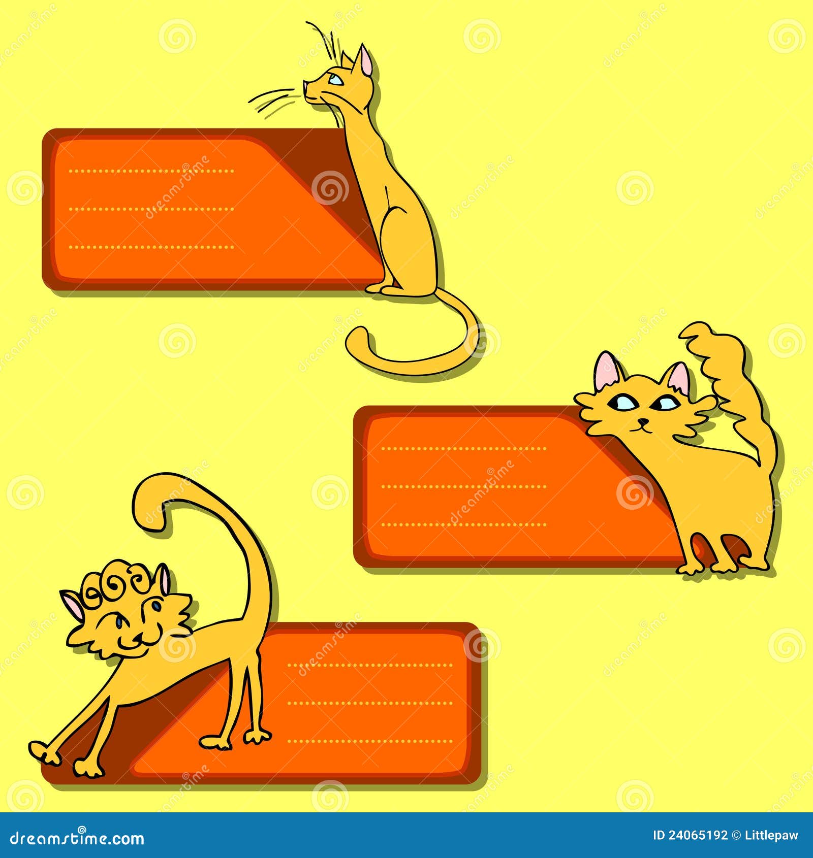 Cute cartoon cats tags stock vector. Illustration of message - 24065192