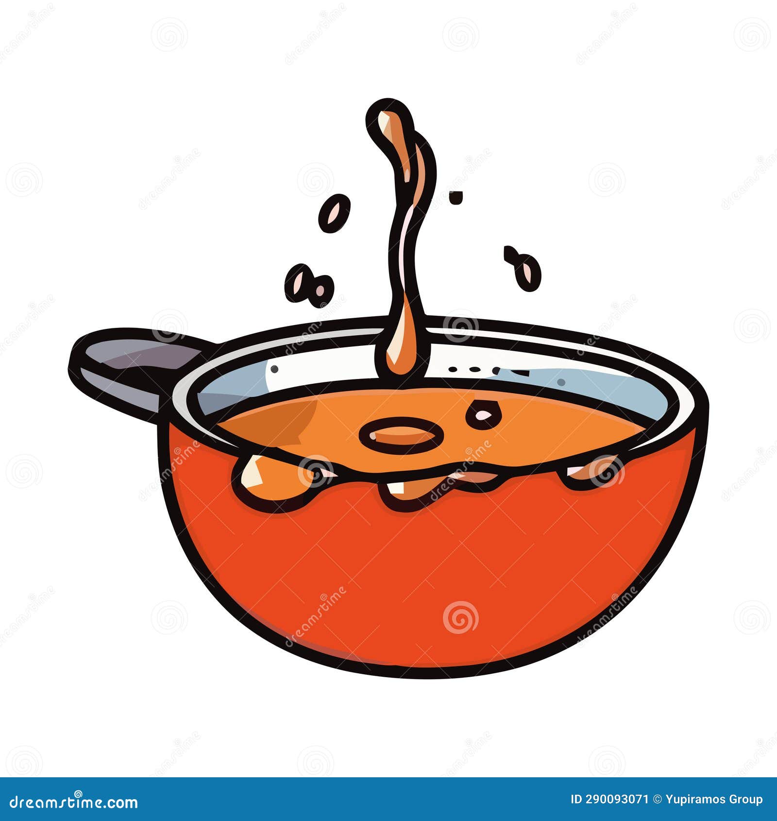Cute Cartoon Cauldron Boiling Soup with Fresh Vegetables Stock ...