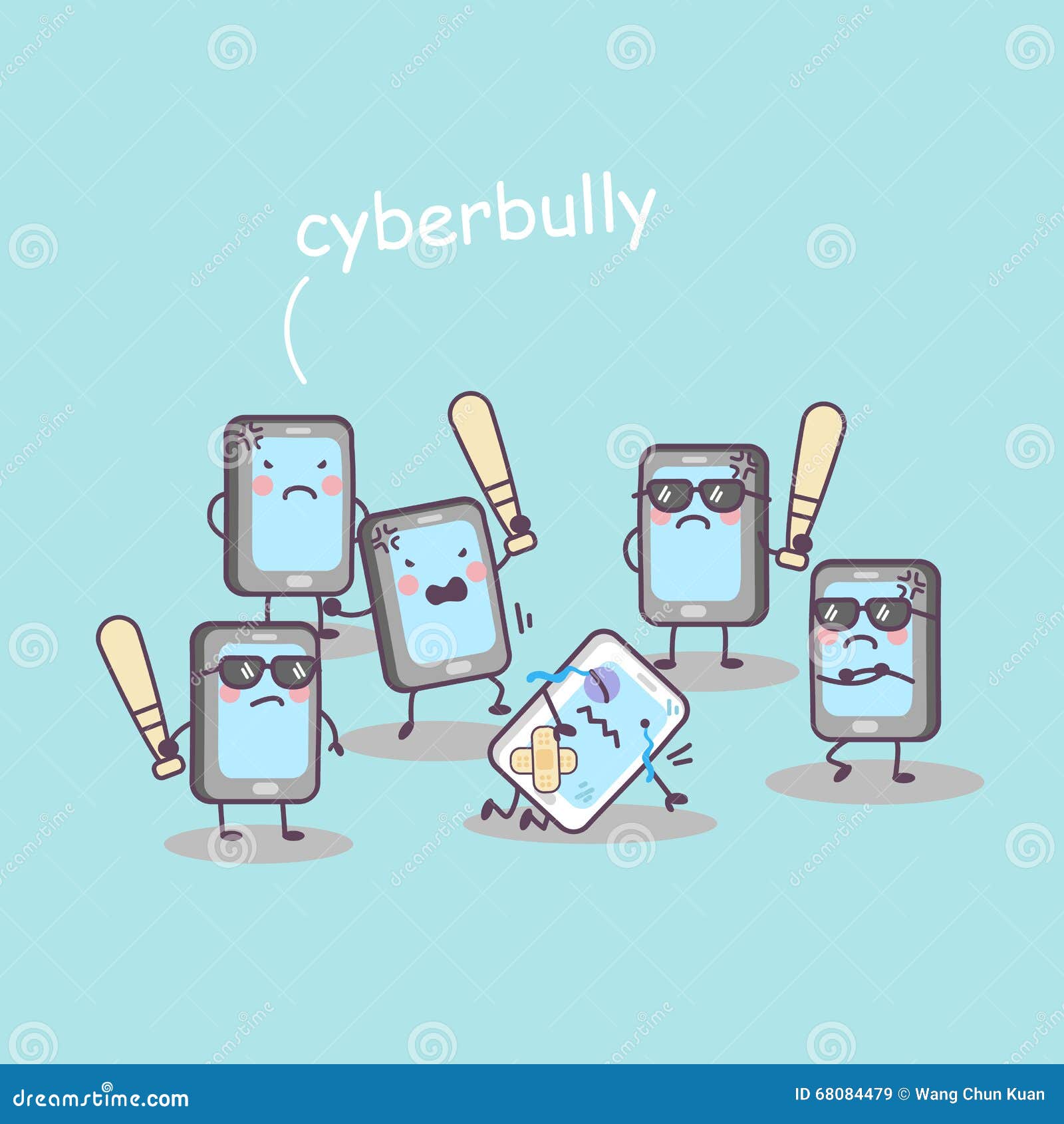 Cute Cartoon Cellphone Bully Stock Vector - Illustration of call, bully ...
