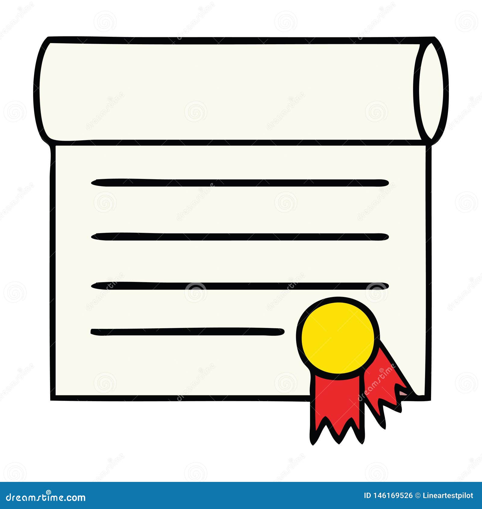 Cute Cartoon of a Certificate Stock Vector - Illustration of ...